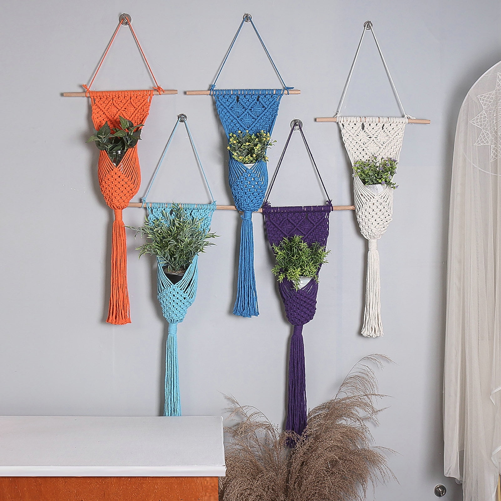 Sunjoy Tech Plant Hanging Basket Hand Woven Big Macrame Wall Decor ...