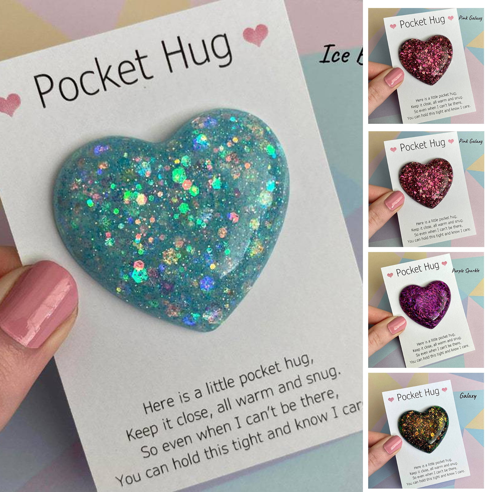Sunjoy Tech Pocket Hug Heart, Multicolored Glass Charms, Handmade Gift ...