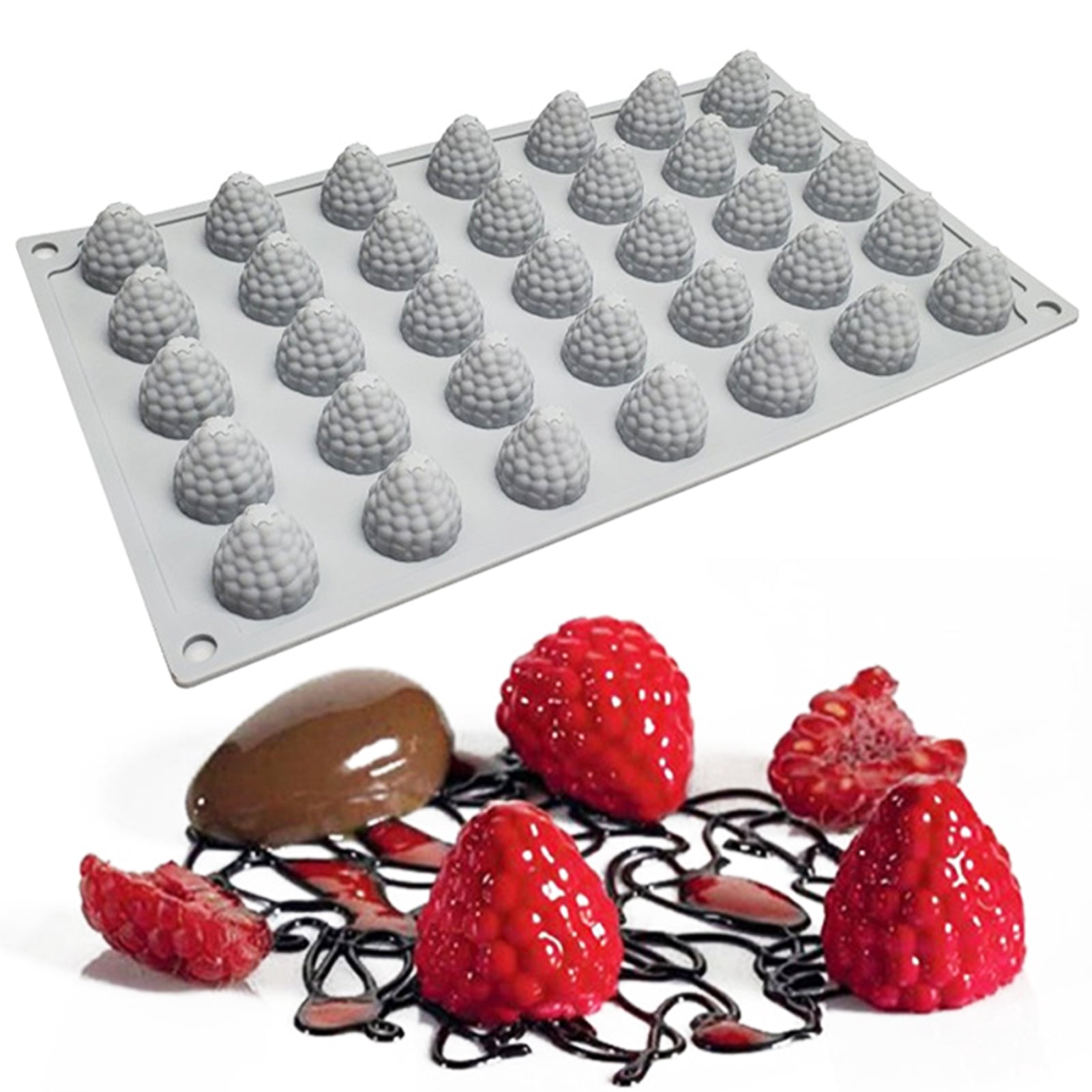 Sunjoy Tech Raspberry Silicone Mold 35 Cavities Non-stick Food Grade ...