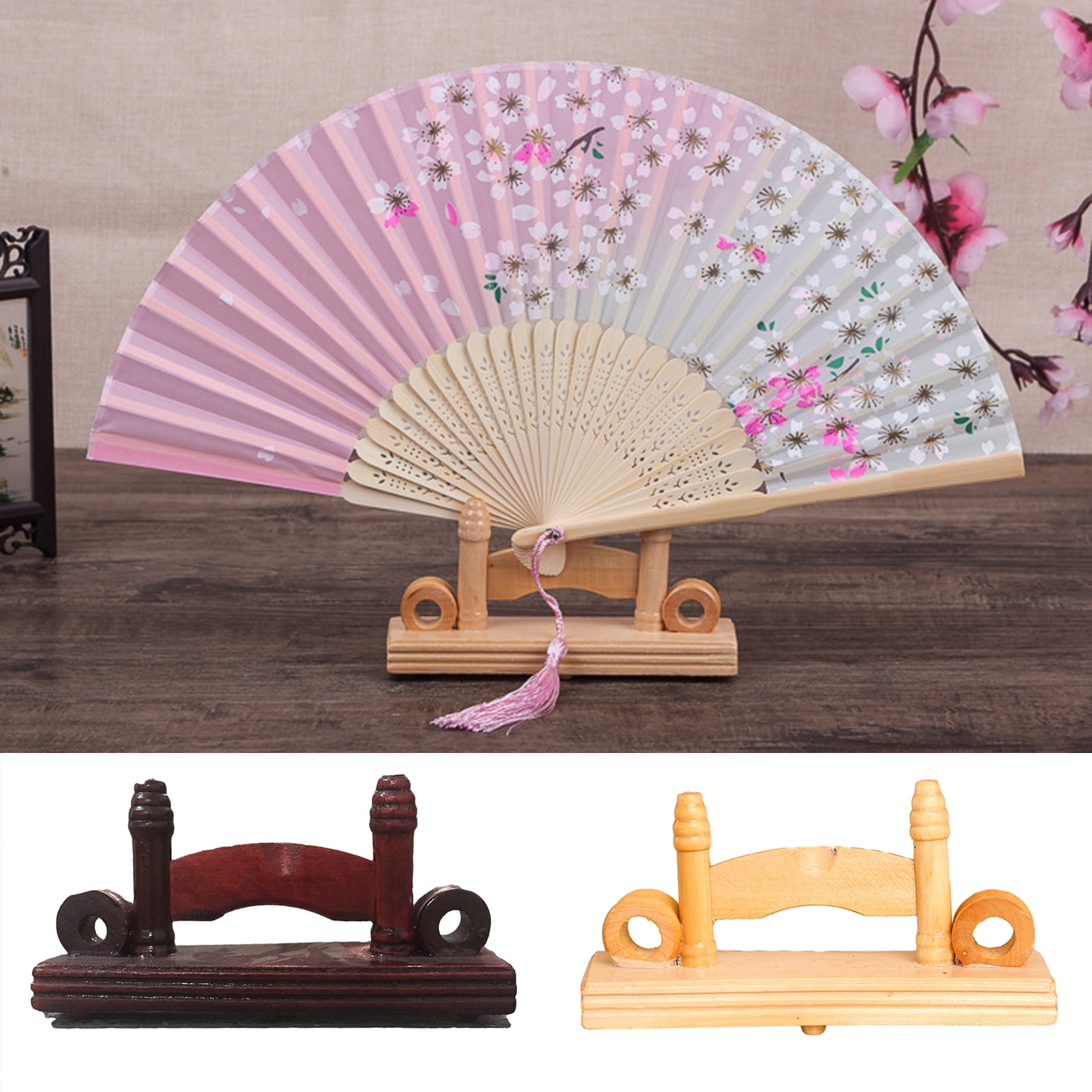 Sunjoy Tech Retro Style Folding Fan Stand Smooth Edge High Stability ...