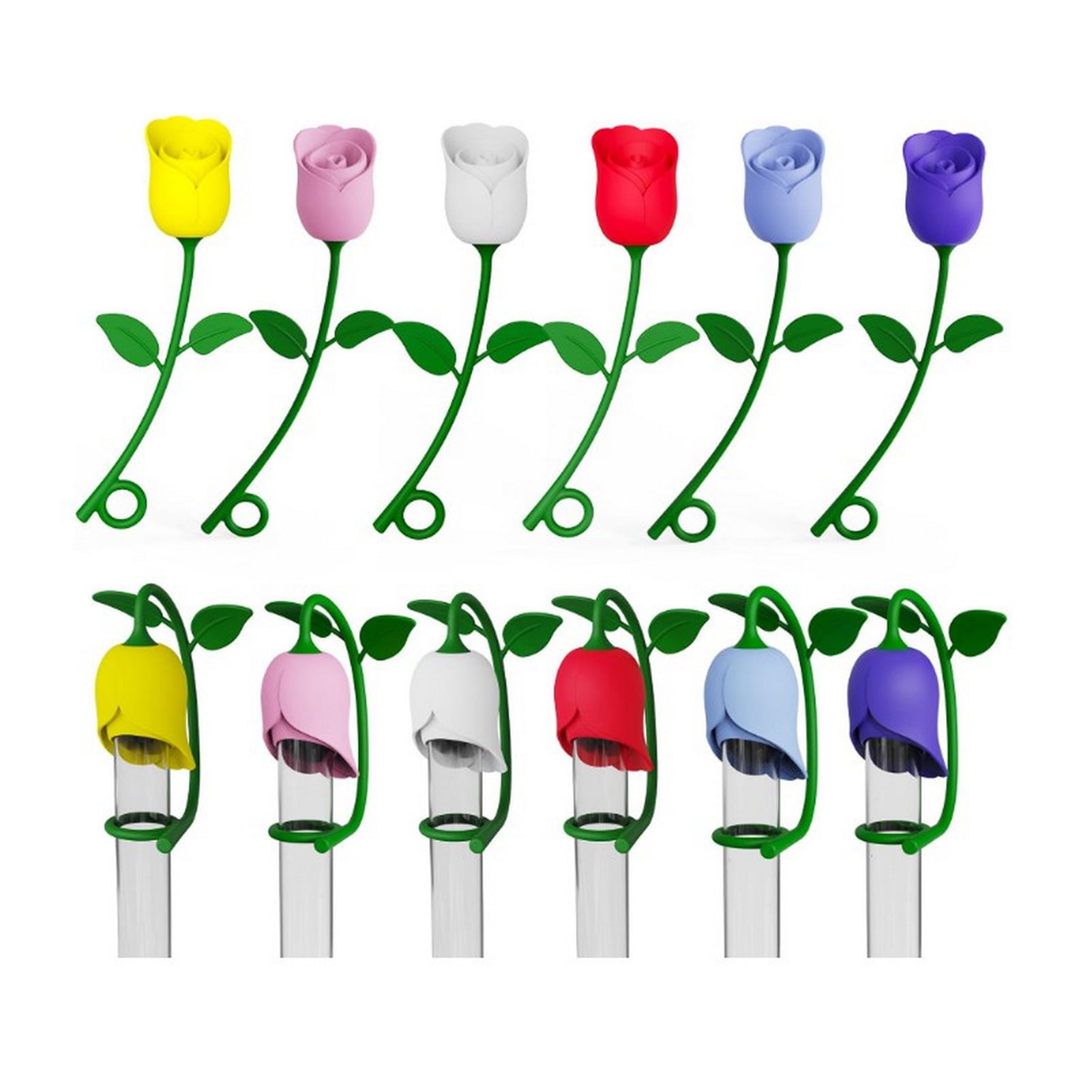 Sunjoy Tech Rose Flower Straw Cover BPA Free Silicone Reusable Dust ...