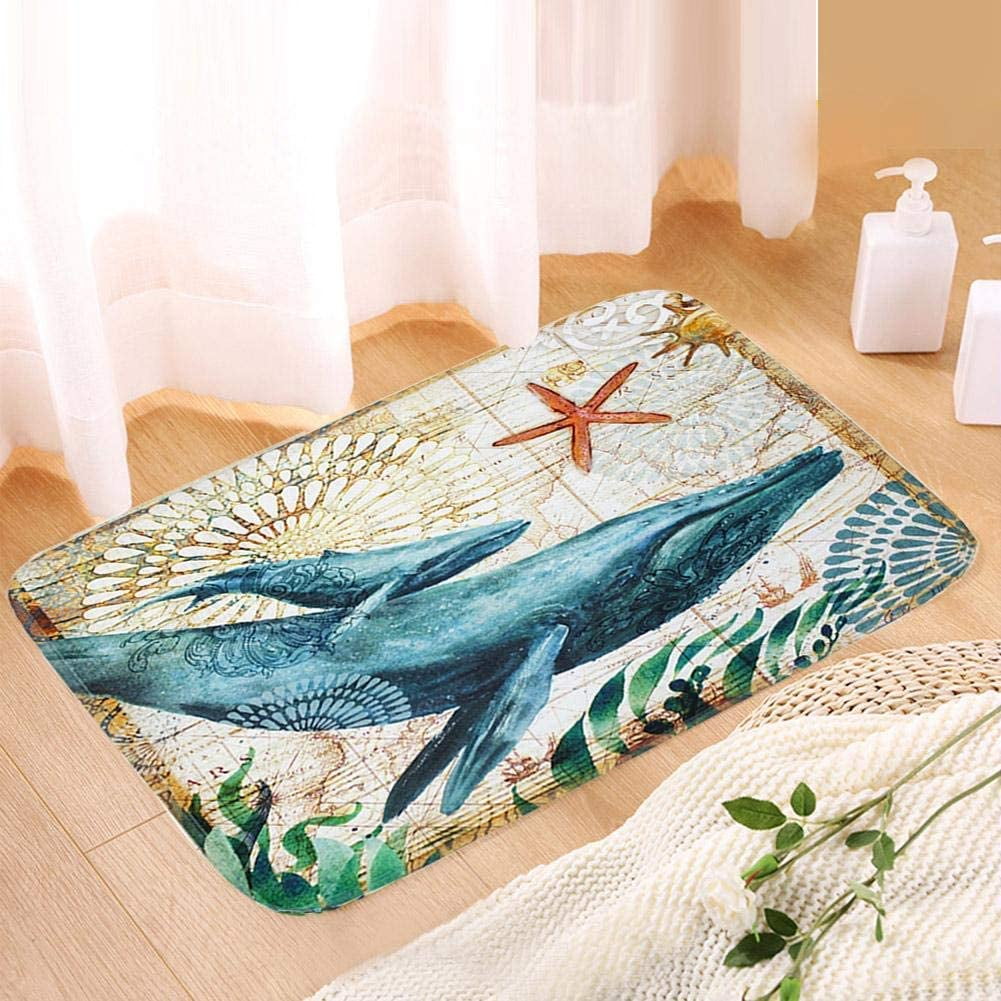 Sunjoy Tech Sea Theme Foam Bath Mat, Blue Turtle Non Slip Bathroom Rugs ...