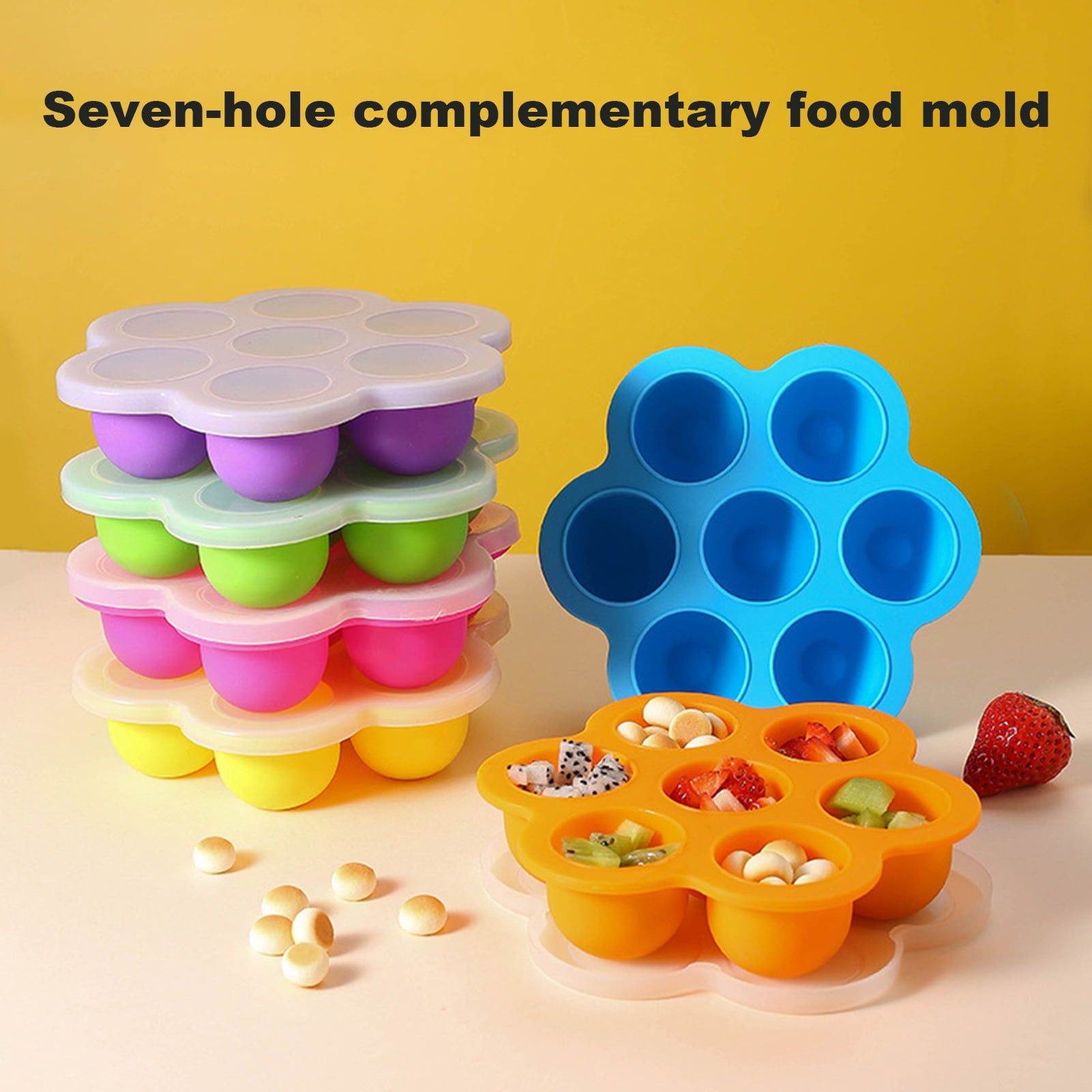 Sunjoy Tech Silicone Ice Cube Tray with Lid 7 Cavities Food Grade ...