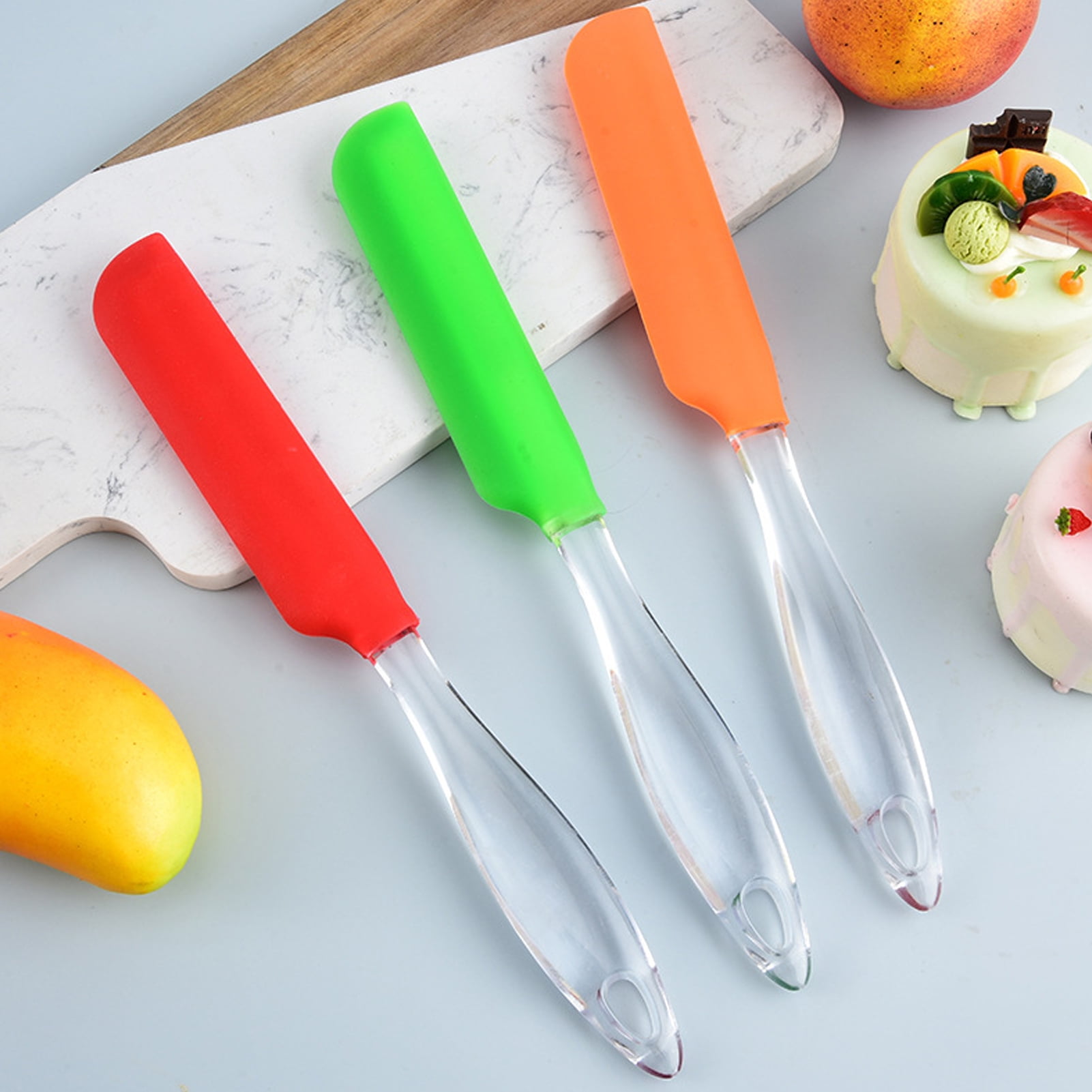 Sunjoy Tech Silicone Spatula Transparent Handle Food Grade Rounded Corner Heat Resistant Baking ...