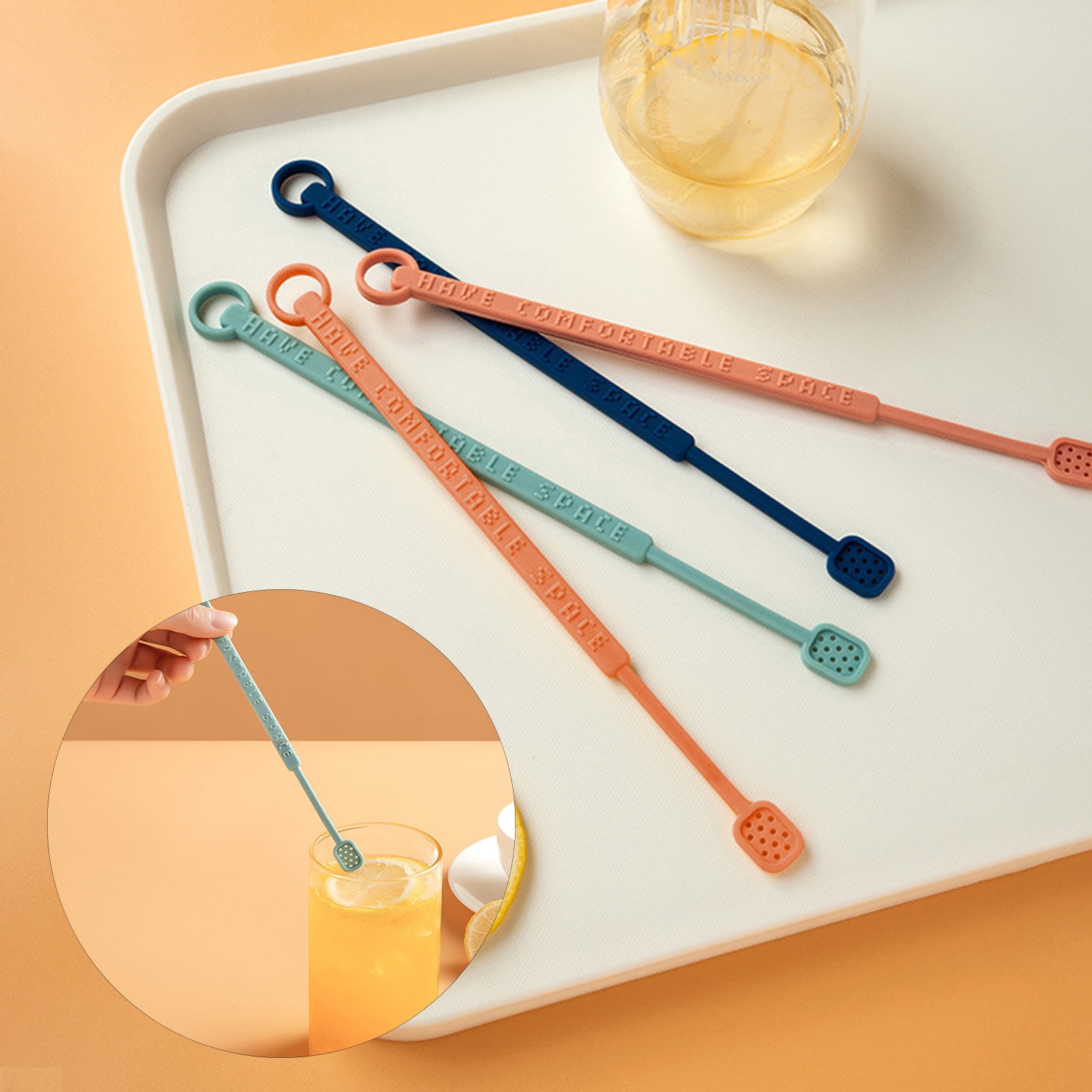 Sunjoy Tech Silicone Stirring Stick Long Handle Coffee Tea Stirrer ...