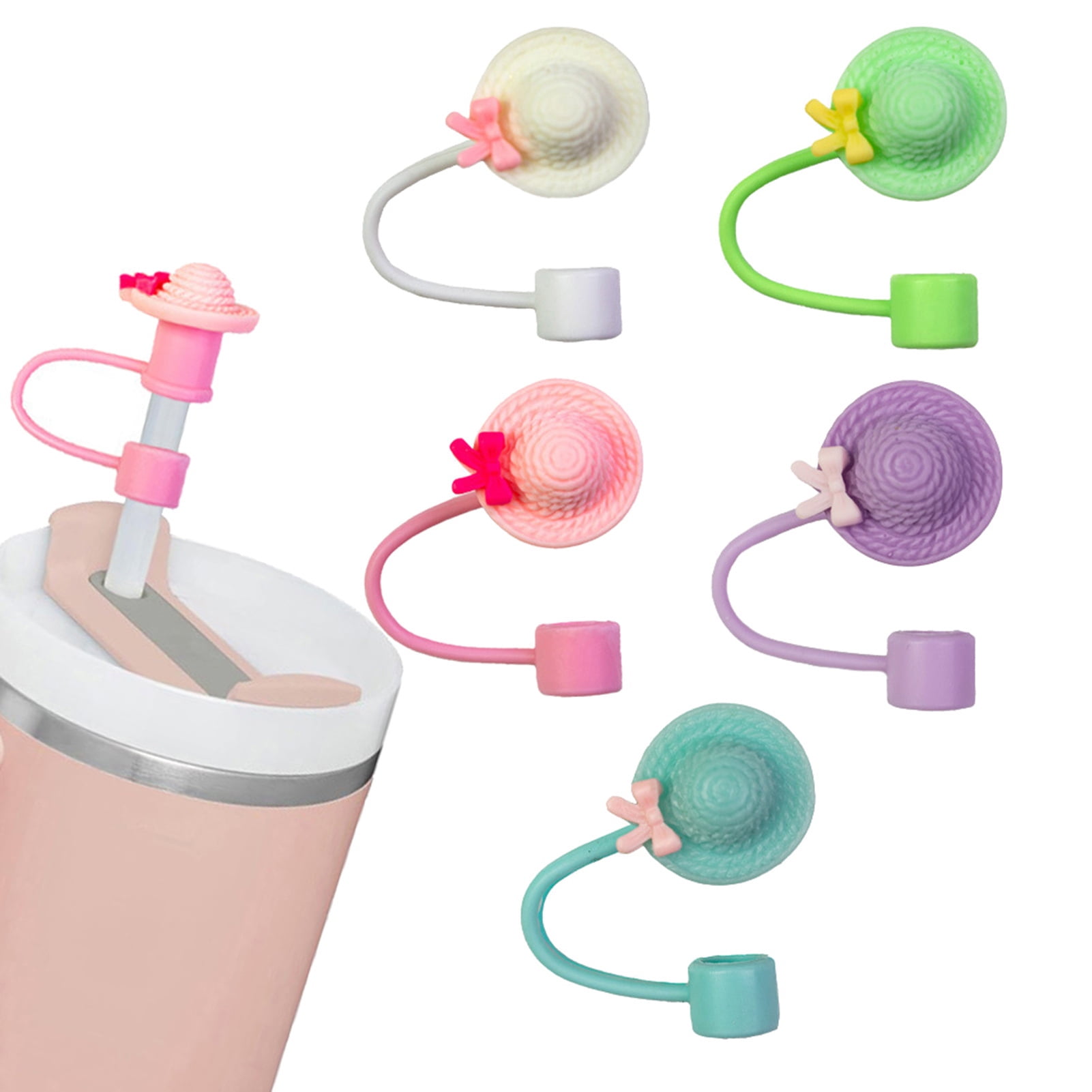 Sunjoy Tech Silicone Straw Cap Covers for 30/40 Oz Cups Hat Design with ...