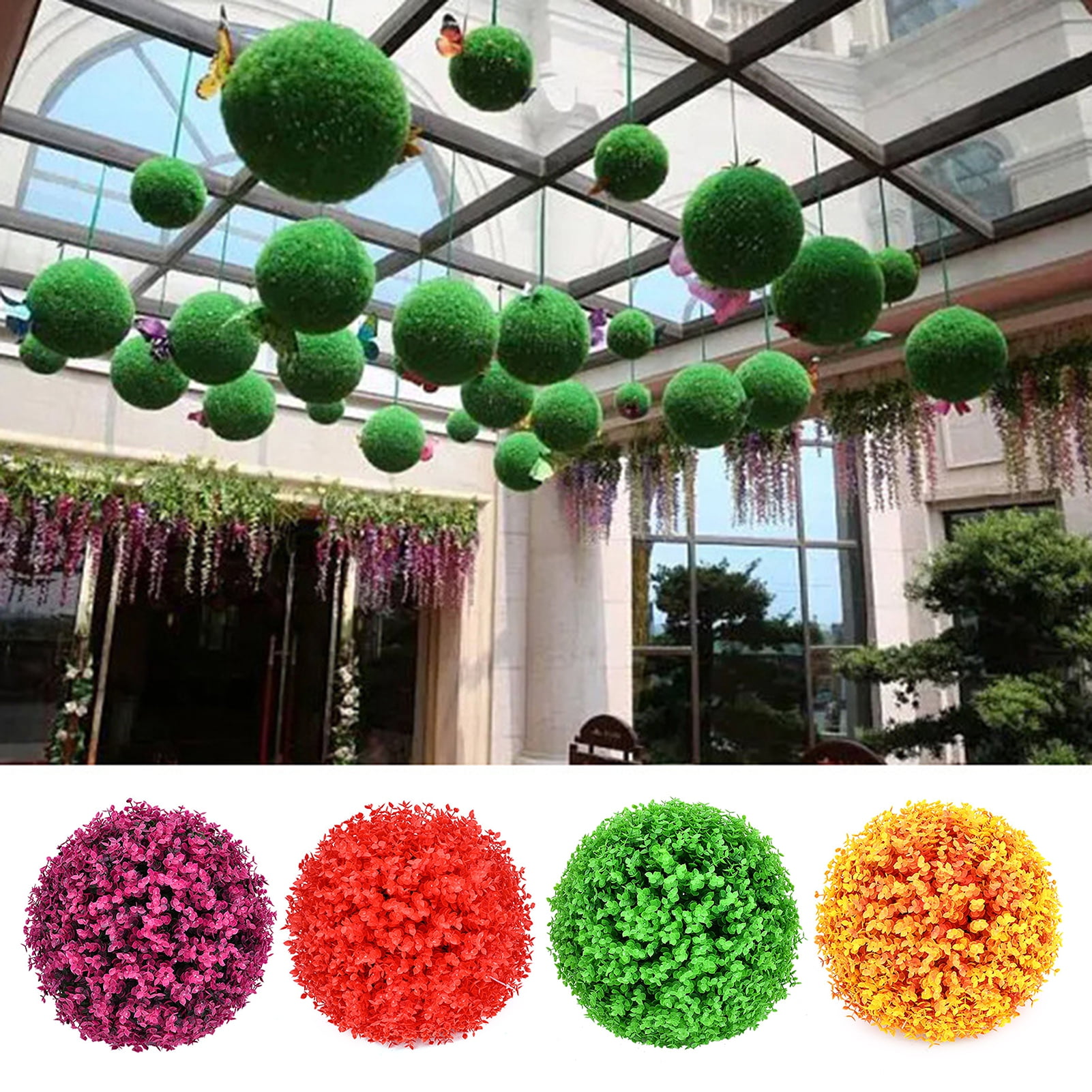 Sunjoy Tech Simulated Grass Ball Faux Topiary Plant Ball Realistic ...