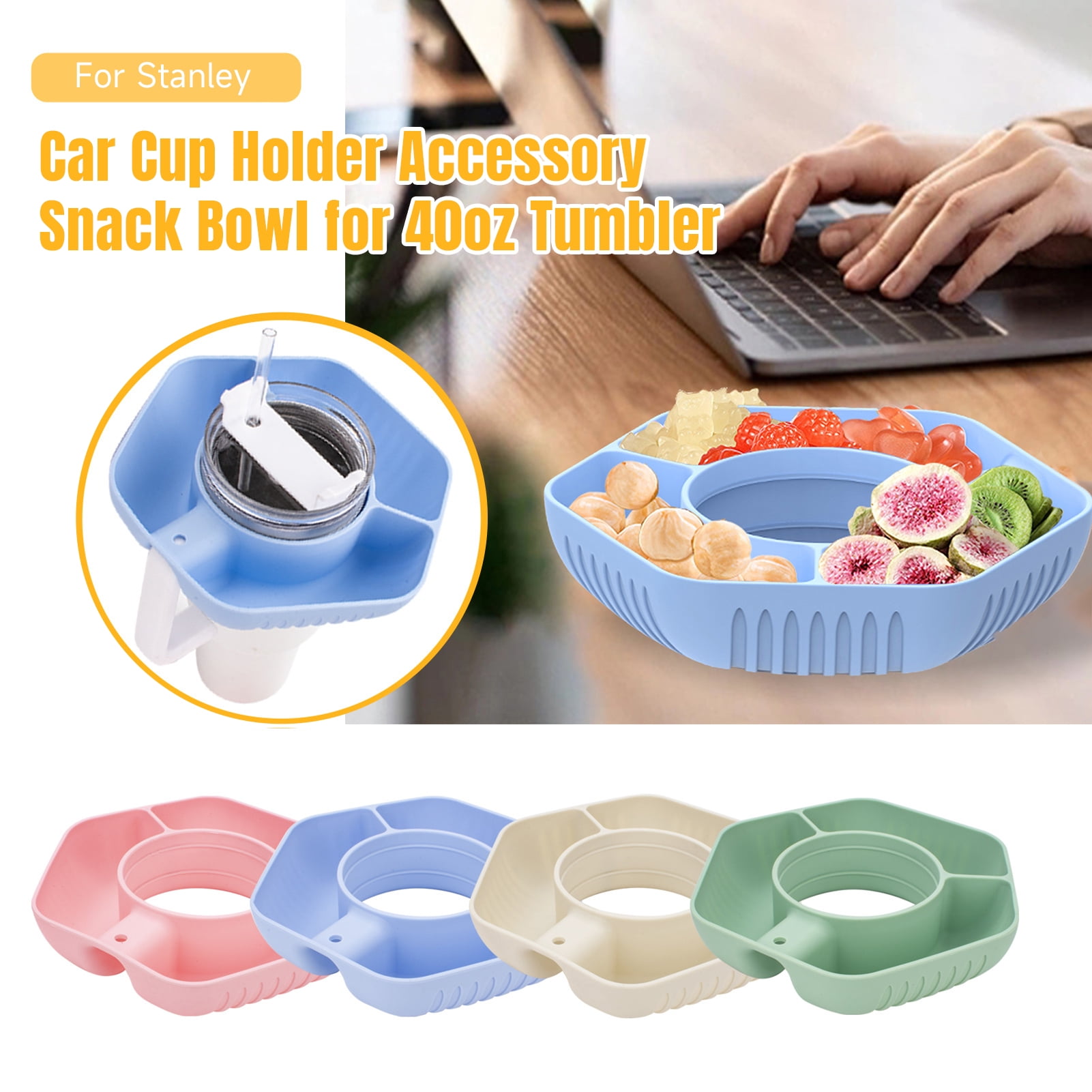 Sunjoy Tech Snack Bowl for 40oz Tumbler Silicone Snack Tray Cup Holder ...