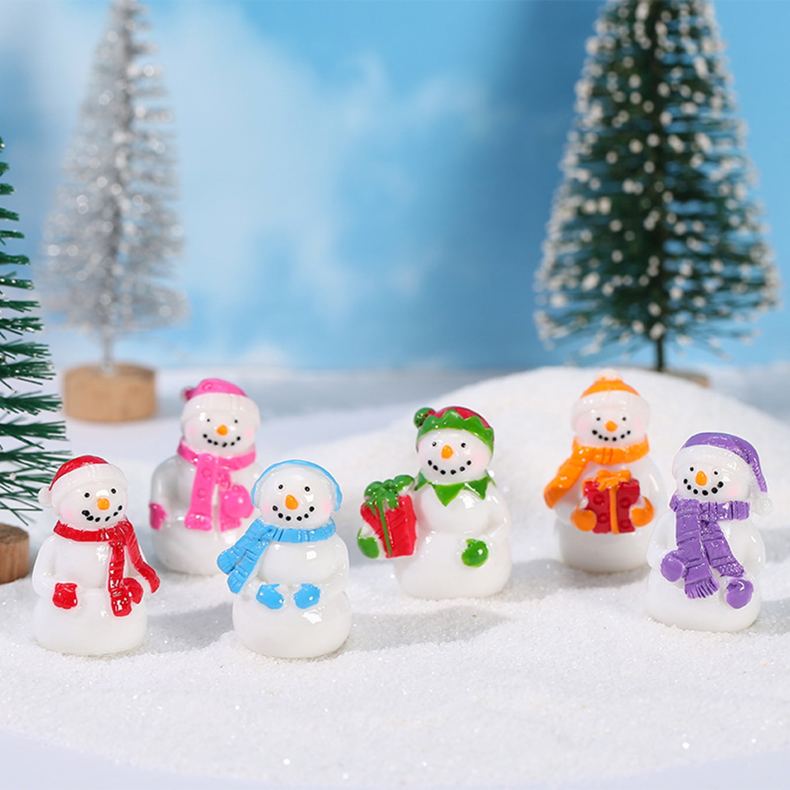 Sunjoy Tech Snowman Figurine Handmade Cute Resin Craft Model Micro ...