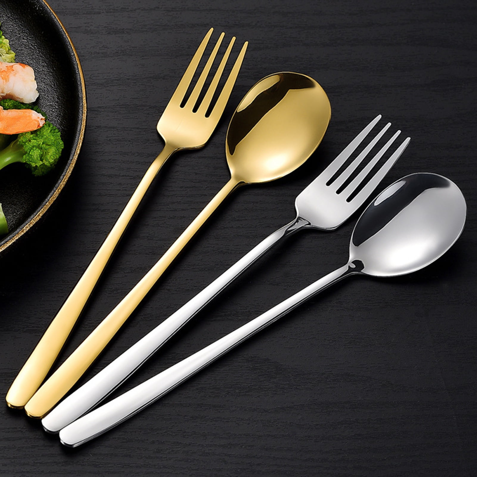 Sunjoy Tech Spoon Fork Stainless Steel Korean Style Elegant Durable ...