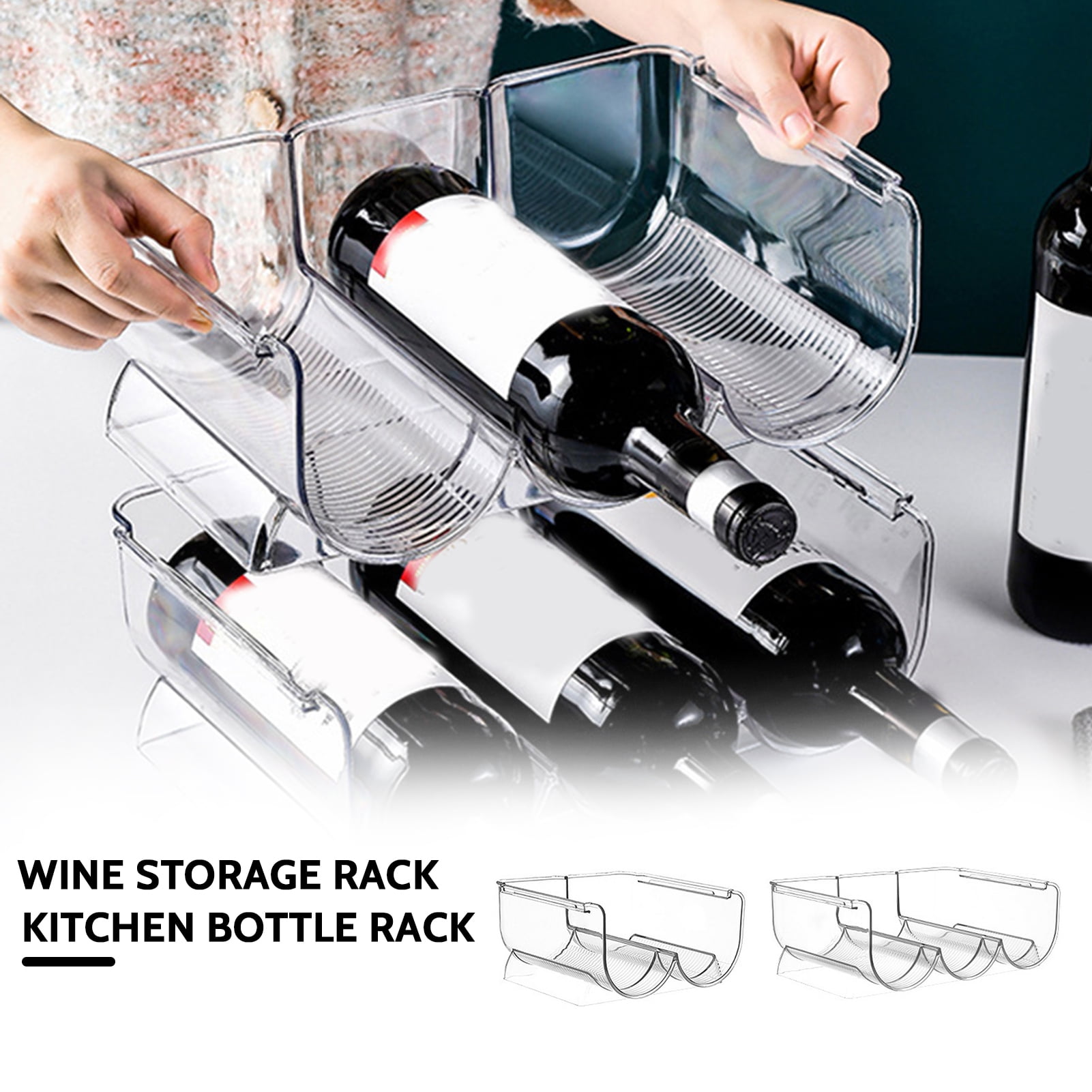 Sunjoy Tech Stackable Wine Rack Refrigerator Cabinet Pantry Countertop ...