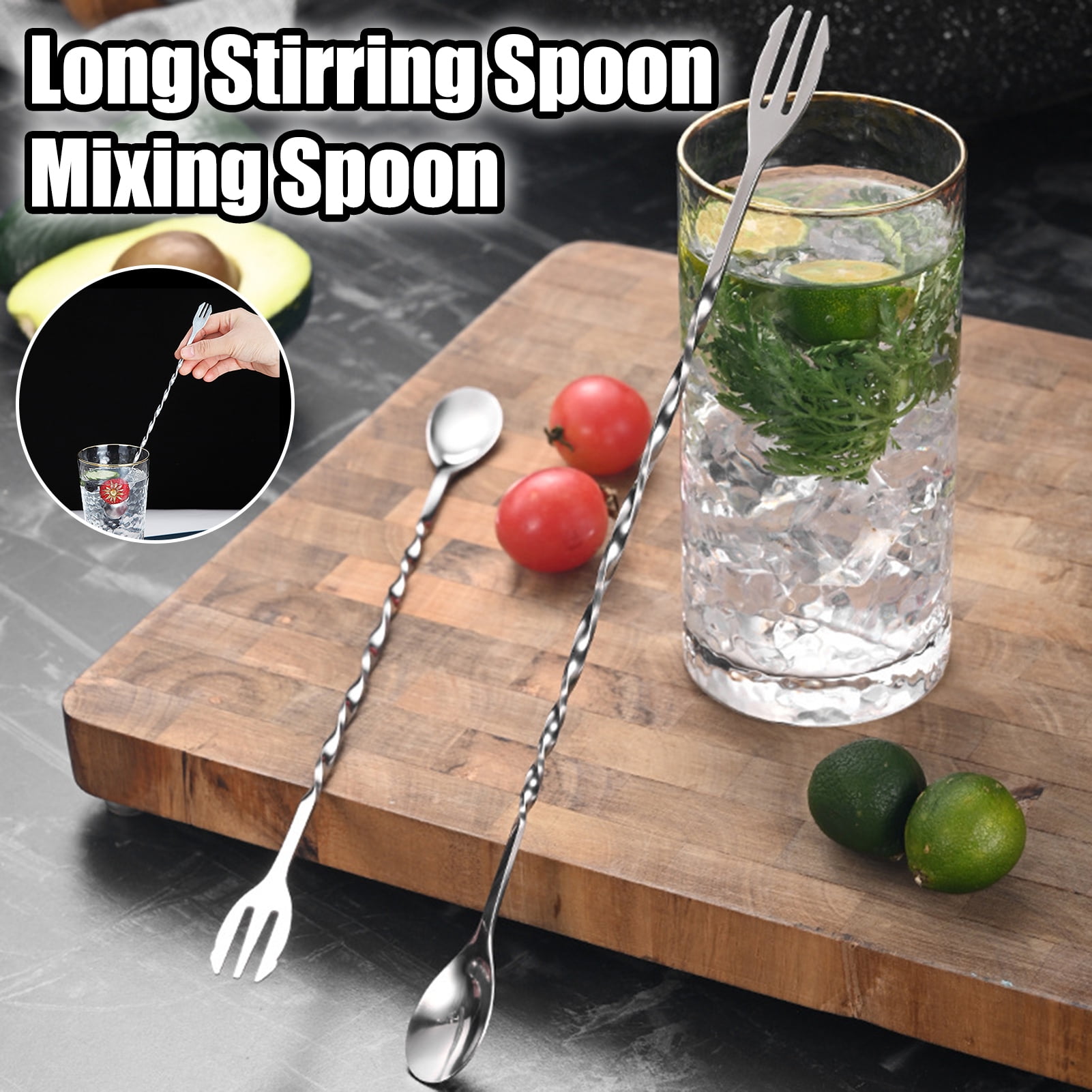 Sunjoy Tech Stainless Steel Cocktail Mixing Spoons Bar Spoon Long ...