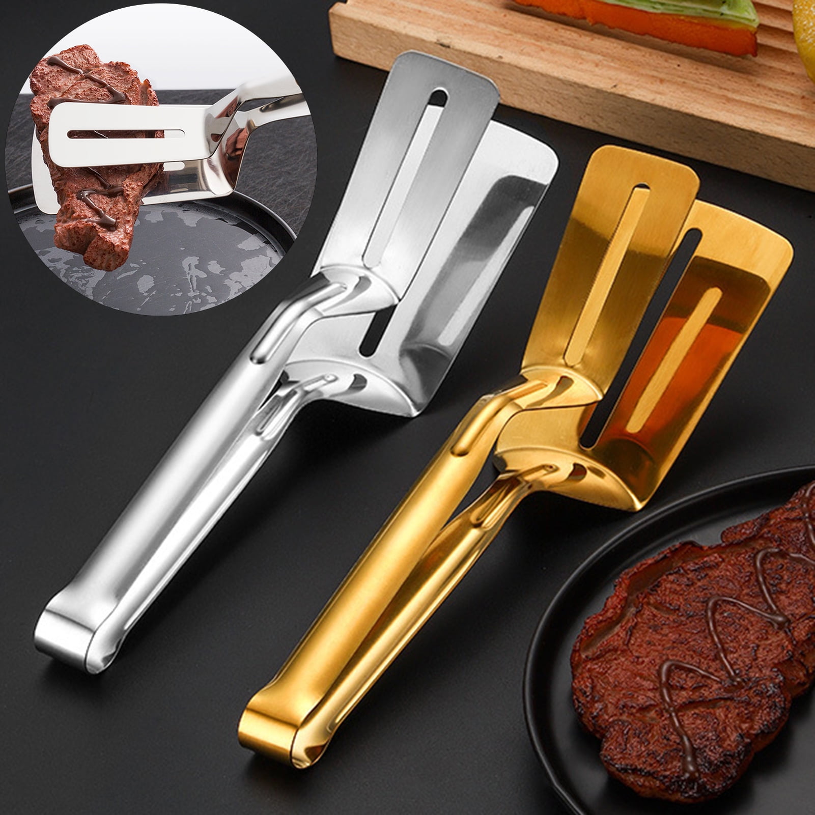 Sunjoy Tech Stainless Steel Food Clip Hollow Long Anti-slip Handle Anti ...