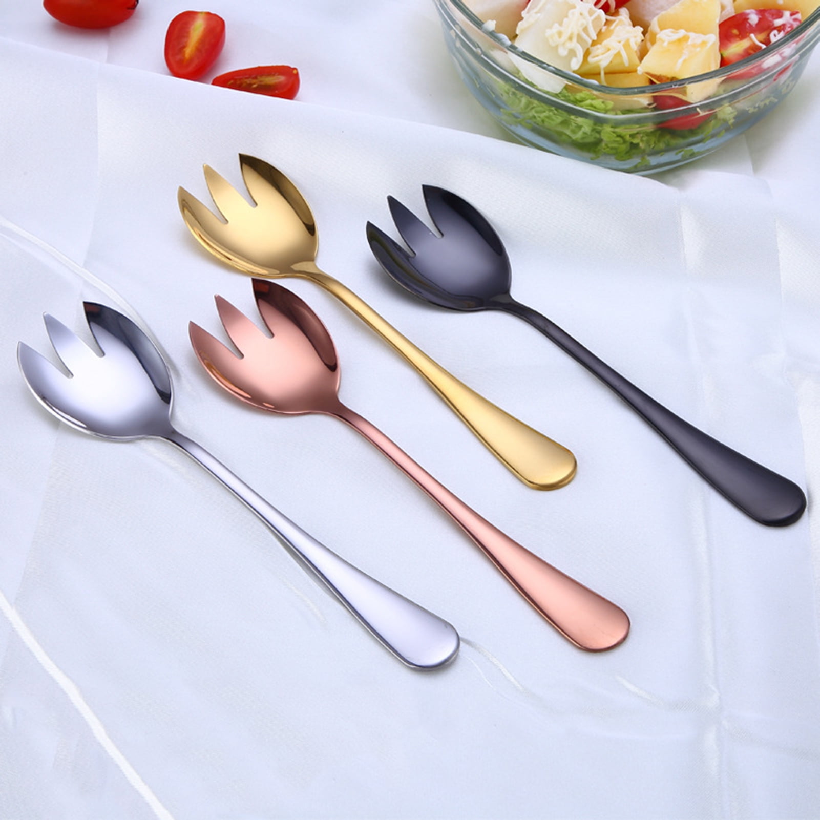 Sunjoy Tech Stainless Steel Spoon Fork Long Handle Colorful Dessert ...