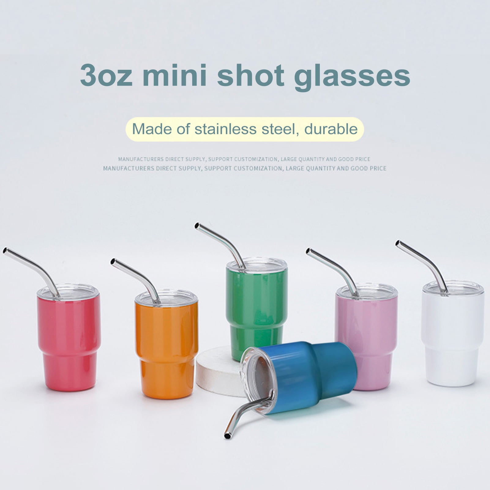 Sunjoy Tech Stainless Steel Tumbler Shot Glass with Straw Lid 3 Oz ...