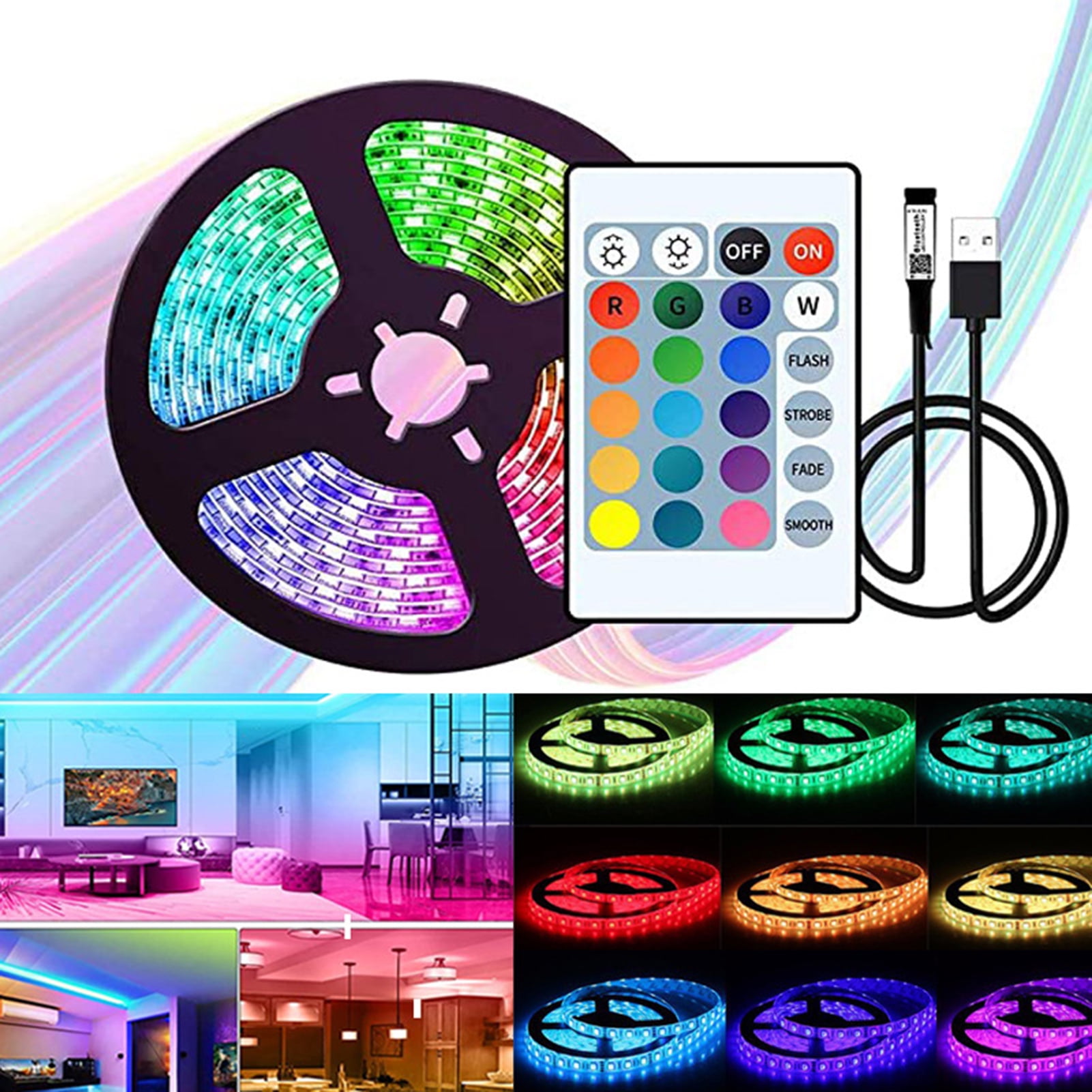 Sunjoy Tech Strip Light LED Improve Ambience Vibrant Colors RGB ...