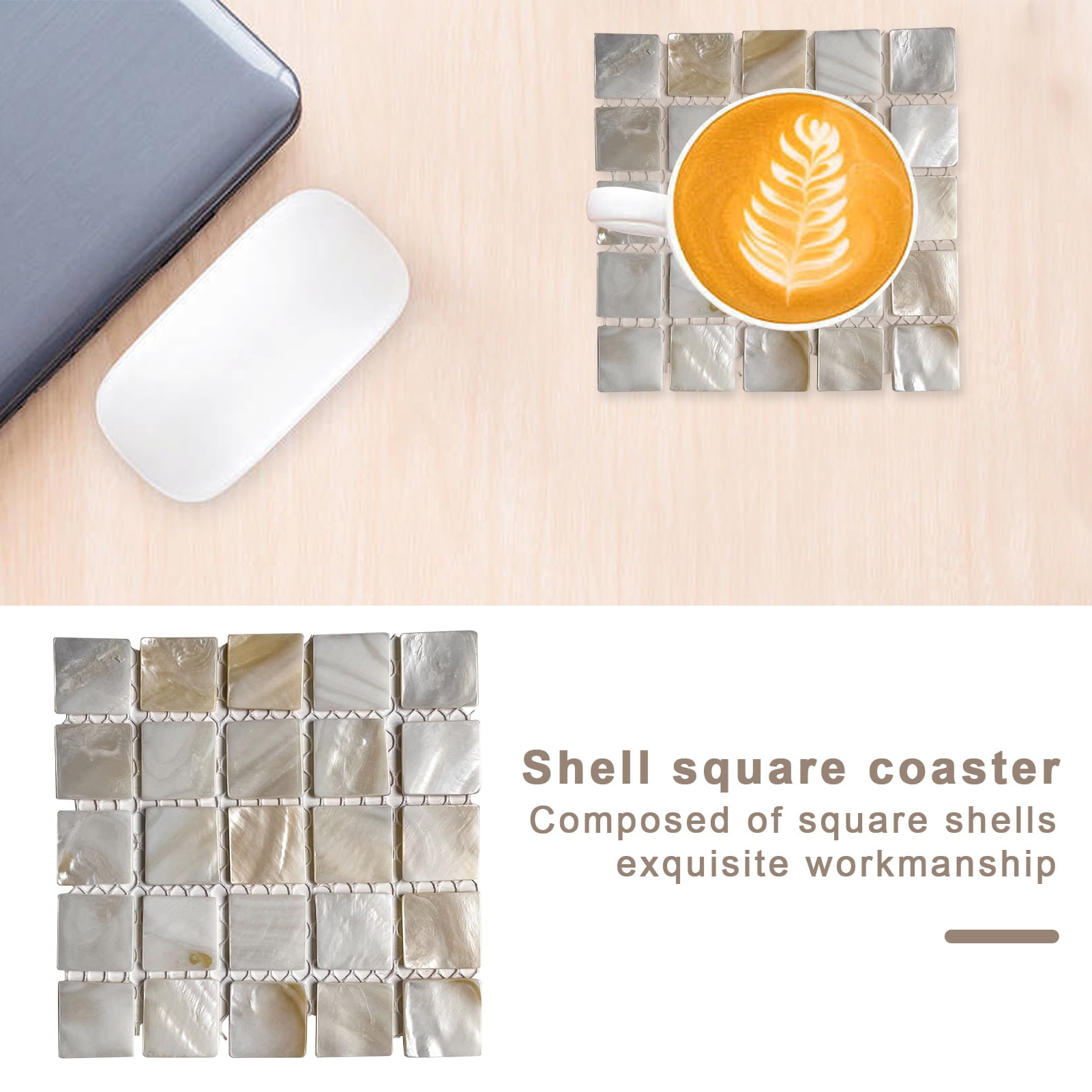 Sunjoy Tech Table Coaster Natural Square Shell Coaster Heat-resistant ...
