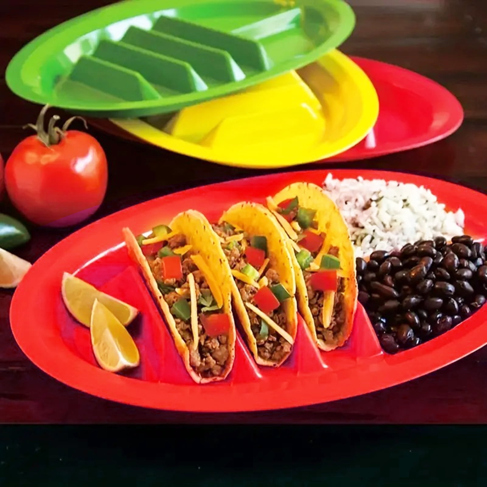 Sunjoy Tech Tacos Holder Plate Durable Easy to Clean Mexican Pancakes ...