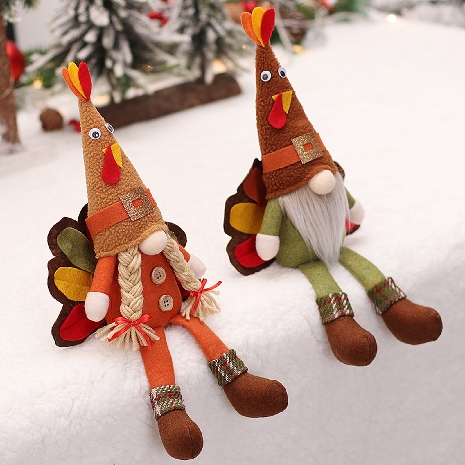 Sunjoy Tech Thanksgiving Plush Doll Turkey Hat Whisker/Braid Couple ...