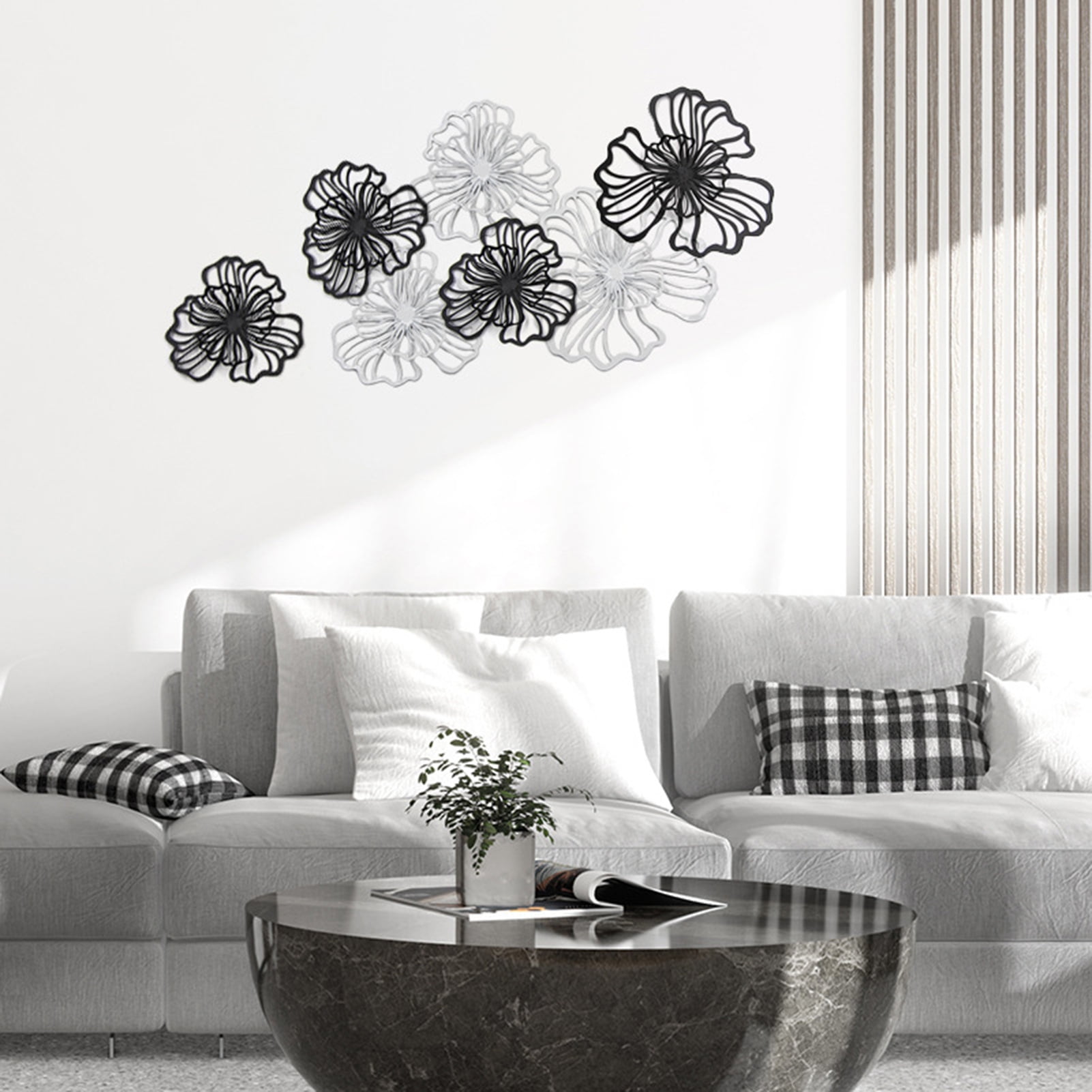 Sunjoy Tech Wall Flower Statue Light Luxury Hollow Artwork Double ...