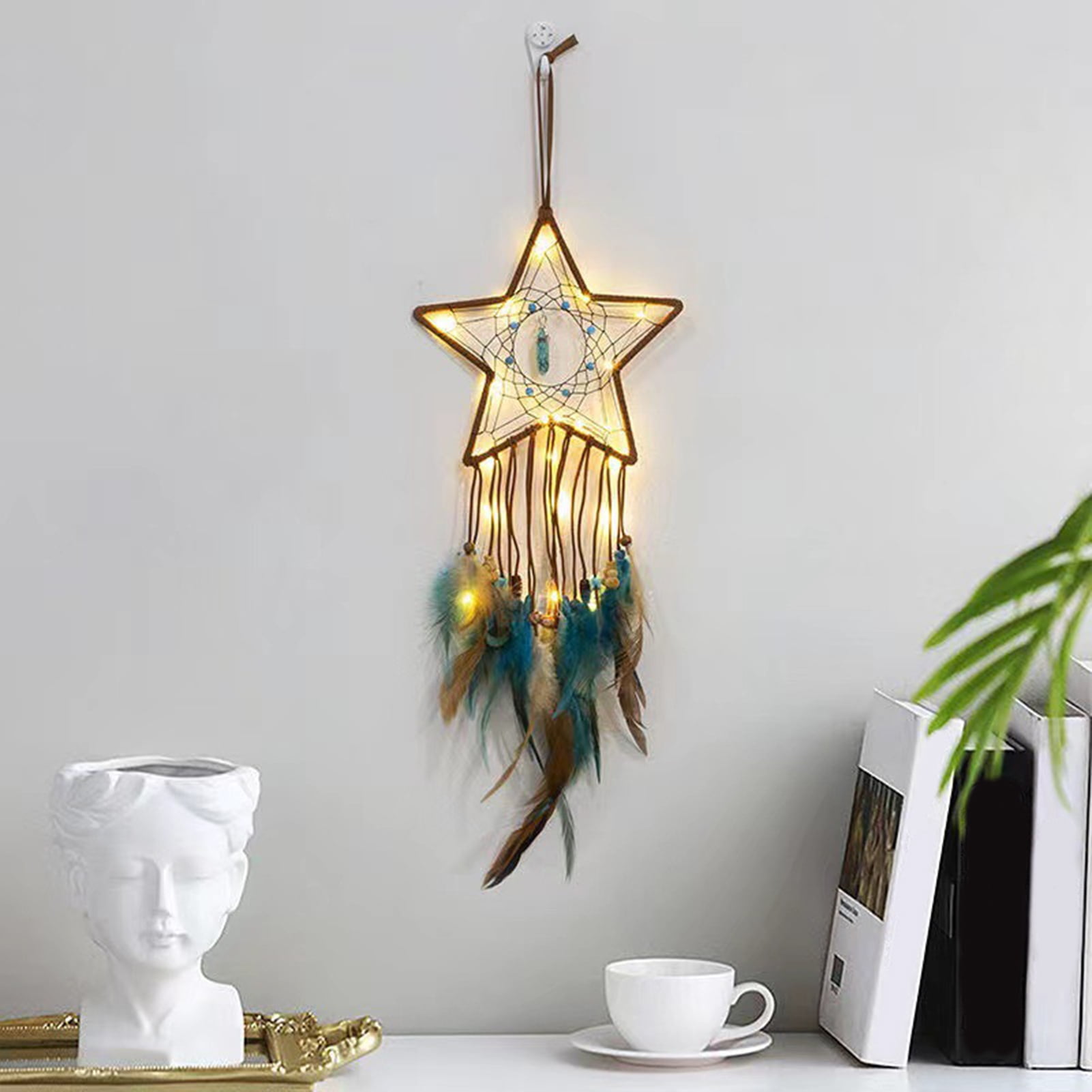 Sunjoy Tech Wall Hanging Dream Catcher with Feathers,Star Sun Moon ...