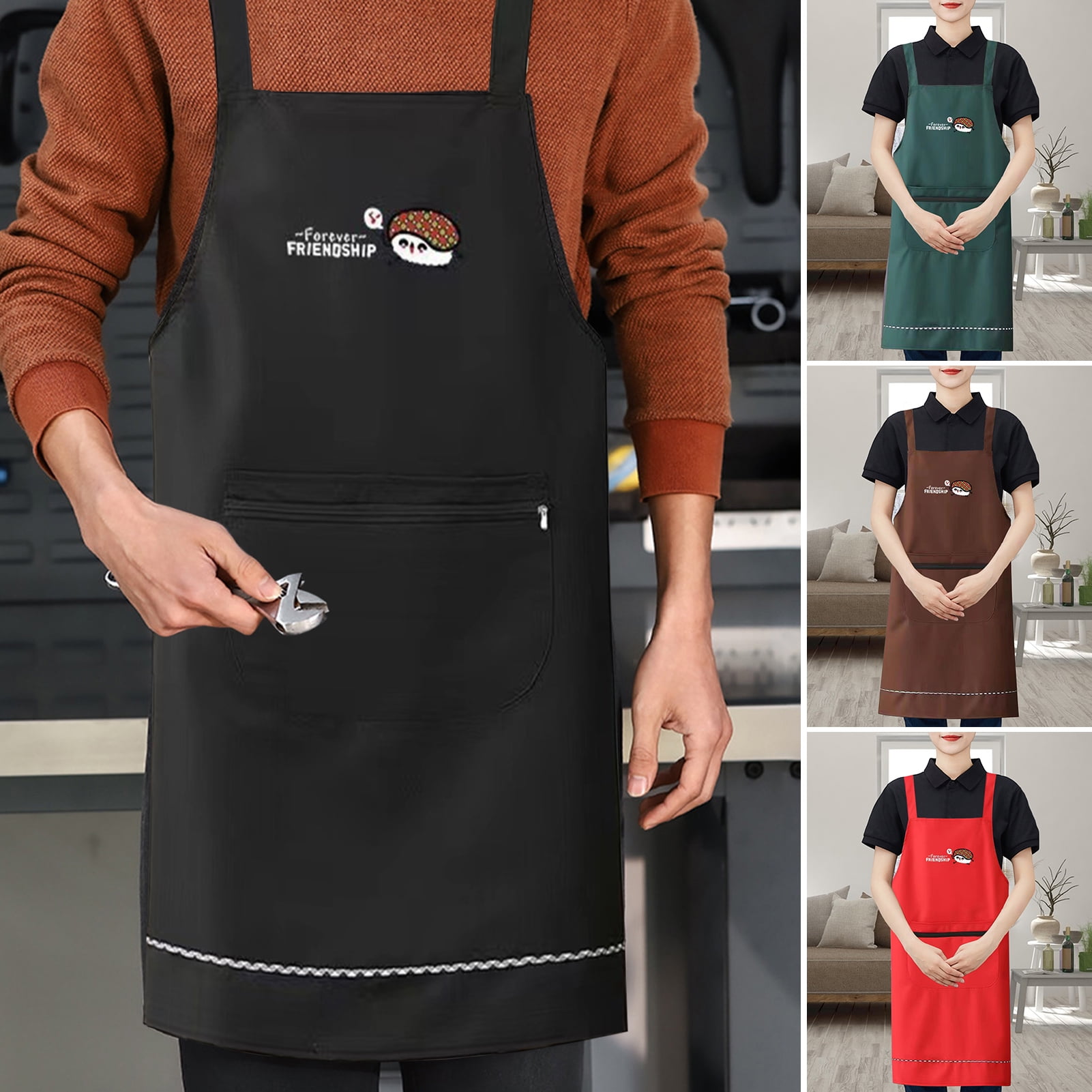 Sunjoy Tech Waterproof PVC Cooking Apron Japanese Korean Style Oil ...