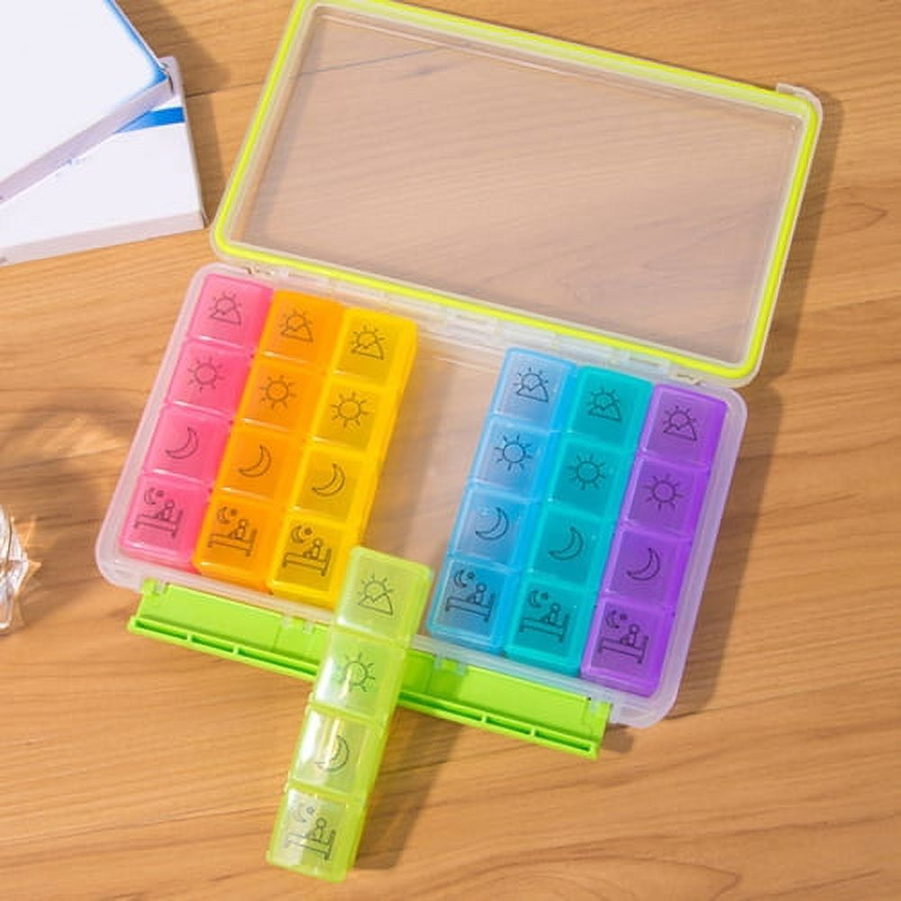 Sunjoy Tech Weekly Pill Organizer,4-Times-A-Day 7 Day Pill Box Large ...