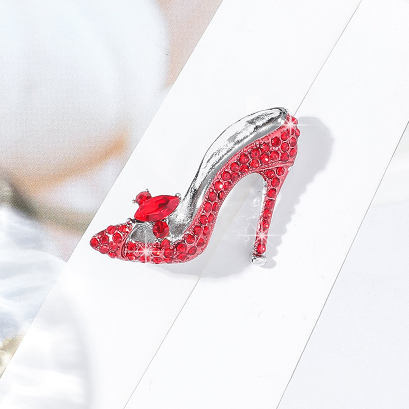Sunjoy Tech Women Brooch Pin Shiny Inlaid High Heel Shape Pin Collar ...