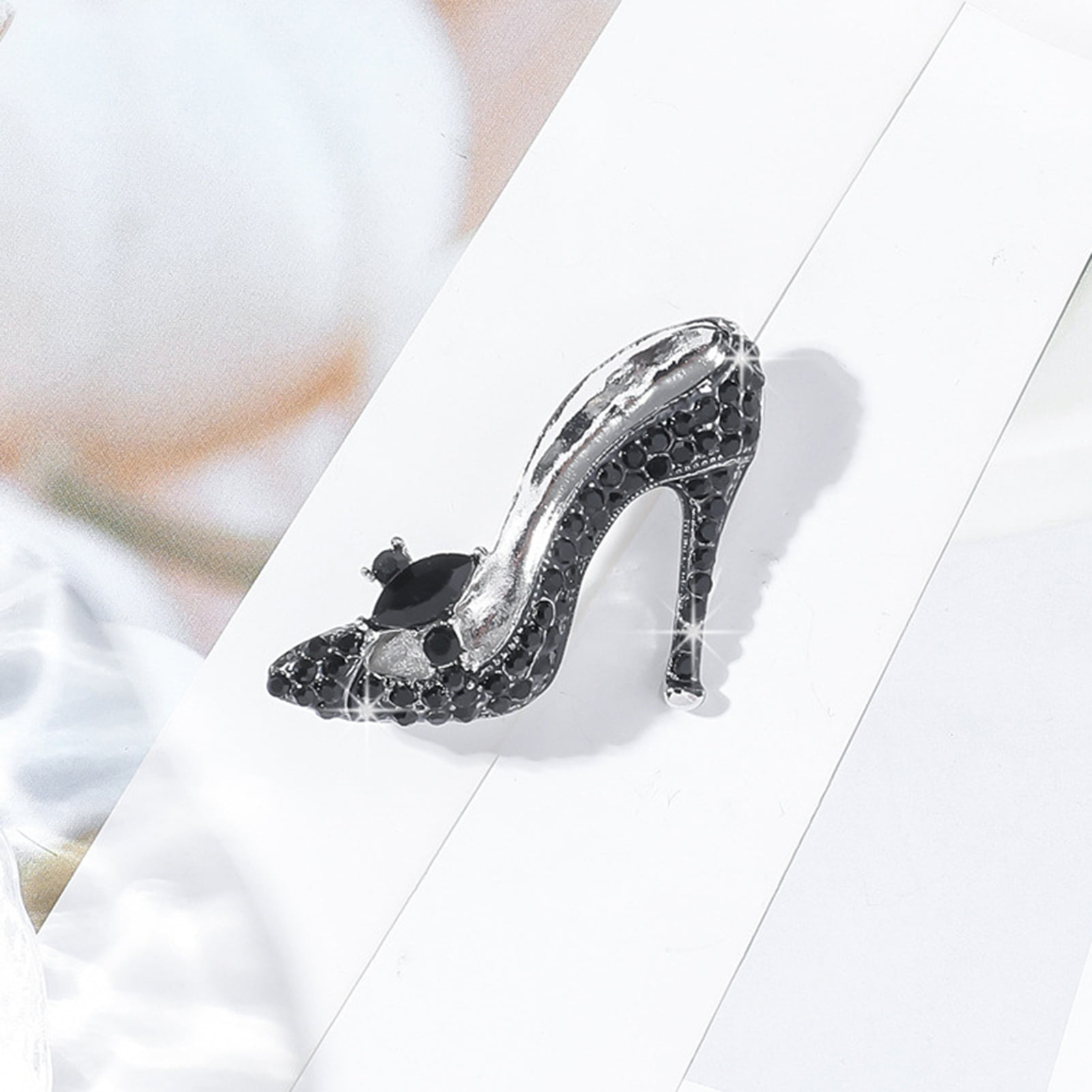 Sunjoy Tech Women Brooch Pin Shiny Inlaid High Heel Shape Pin Collar ...