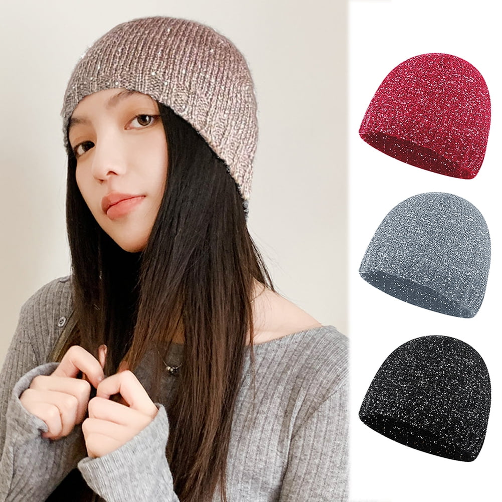 Sunjoy Tech Women Hat Sequin Decor Dome Hip Hop Style Beanie Elastic ...