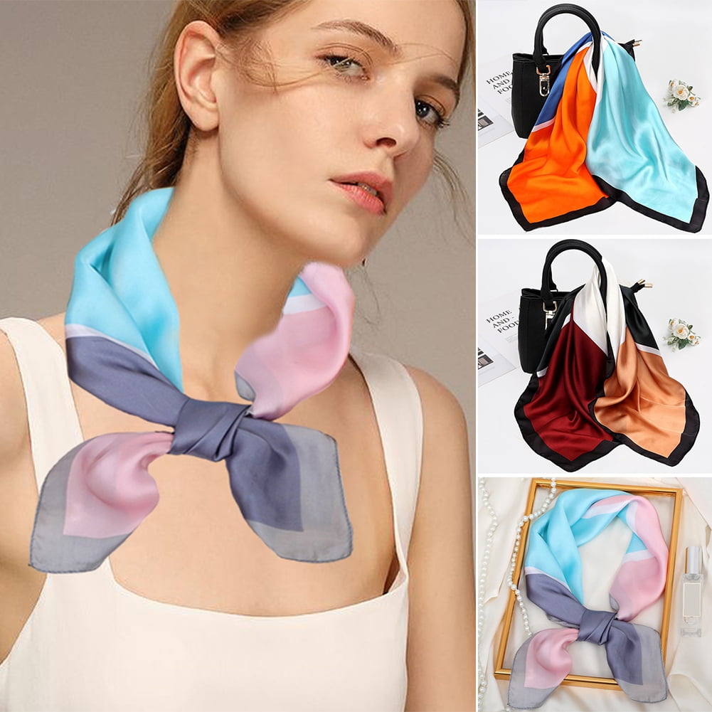 Sunjoy Tech Women Scarf Faux Silk Spring Autumn Thin Scarf Printing ...