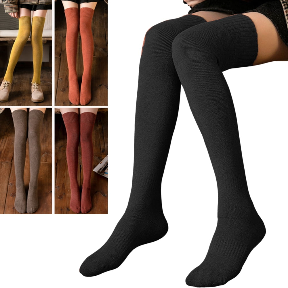 Sunjoy Tech Women Thigh High Socks Extra Long Cotton Knit Warm Thick ...