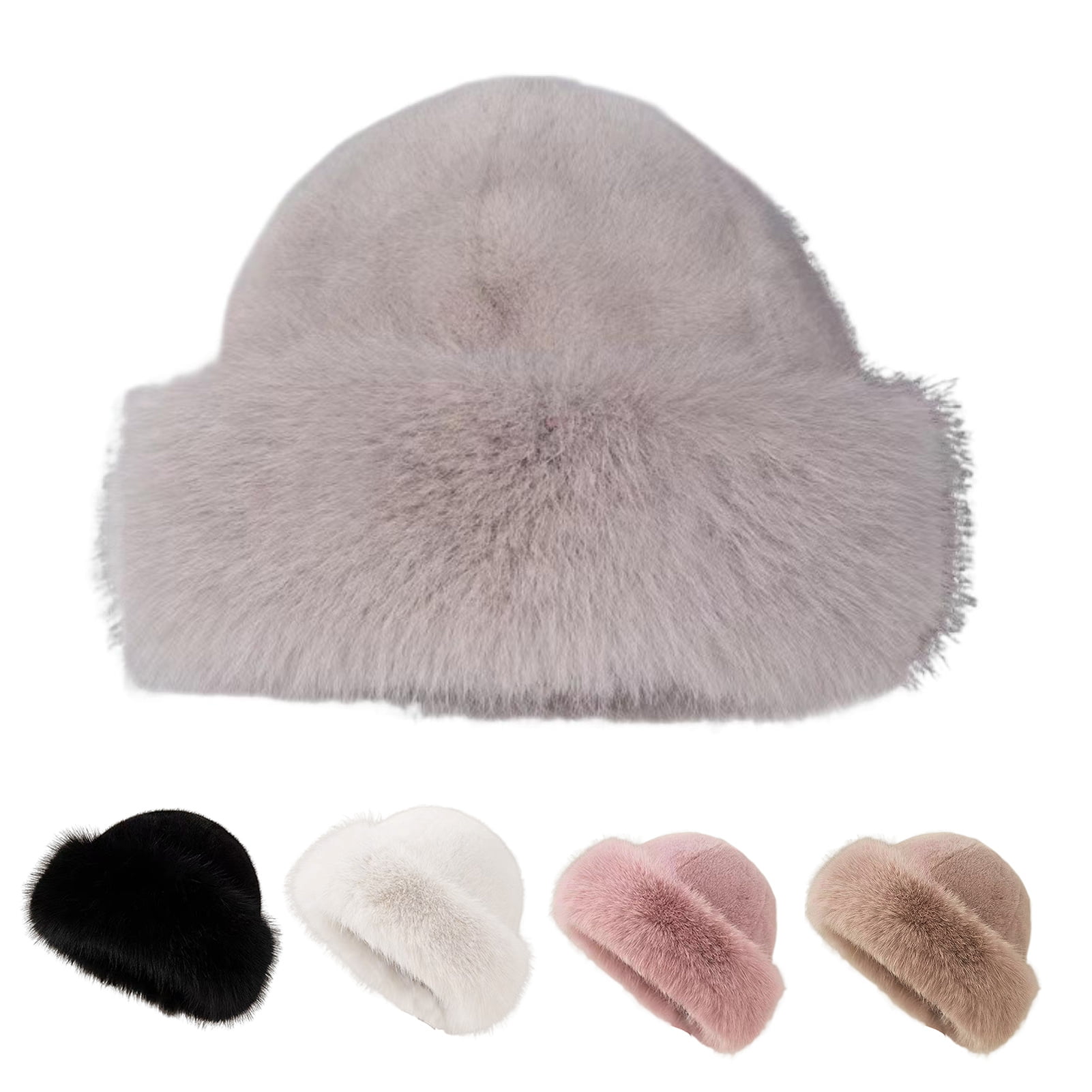 Sunjoy Tech Women Winter Windproof Hat Thick Faux Fur Solid Color Hat ...