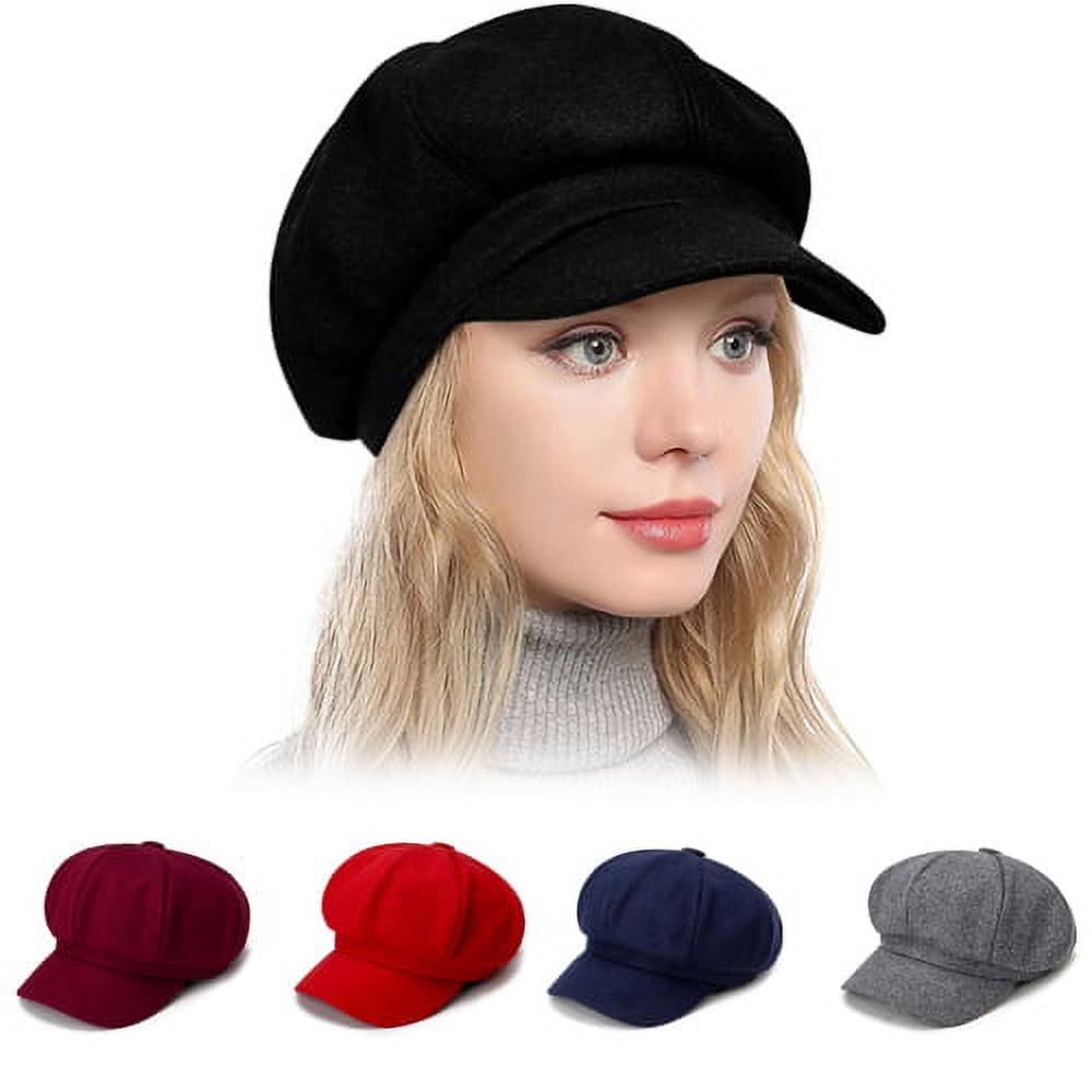 Sunjoy Tech Womens Woolen Newsboy Beret Cap, Warm Fall Winter Octagonal ...