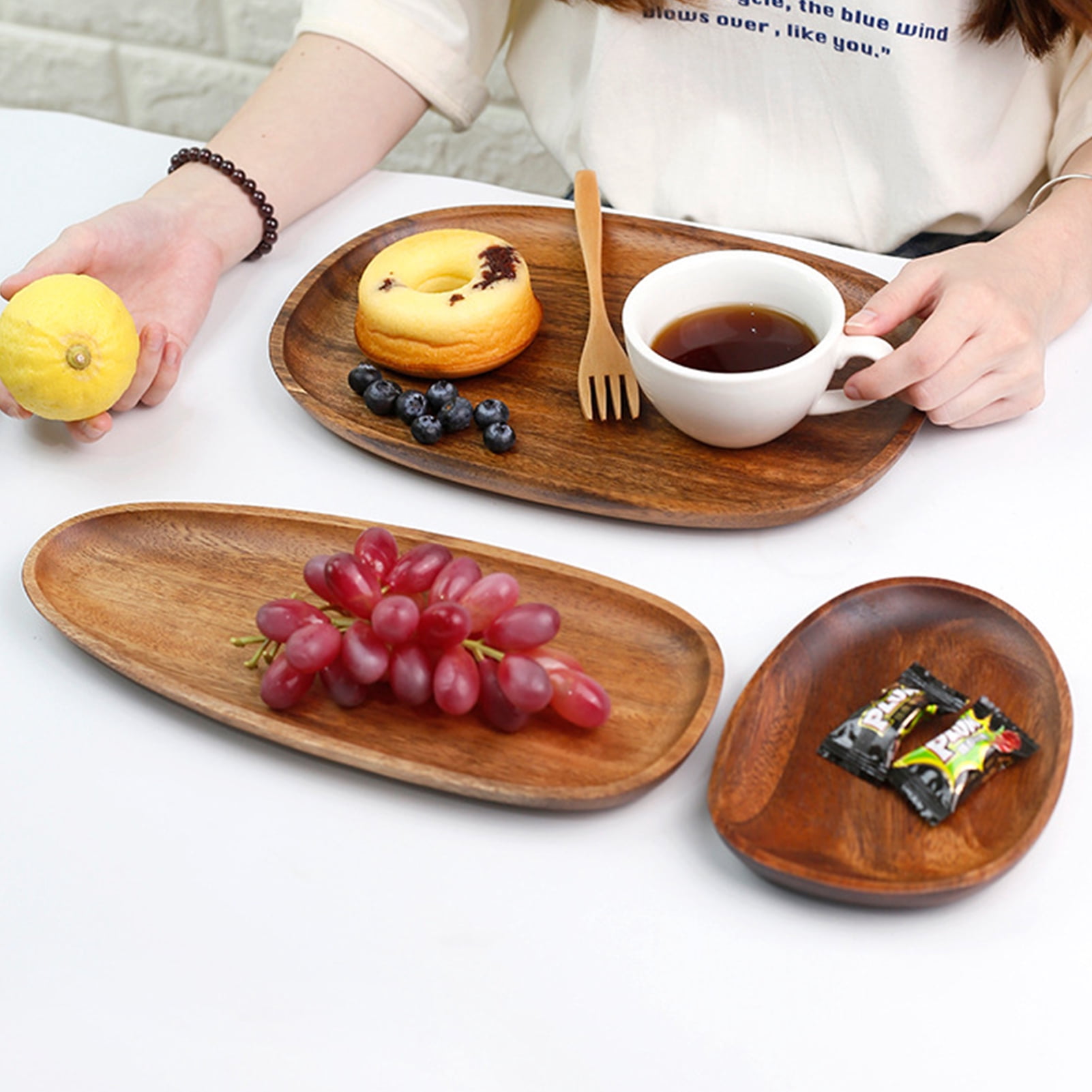 Sunjoy Tech Wood Tray Versatile Rustic Wood Serving Tray Table ...