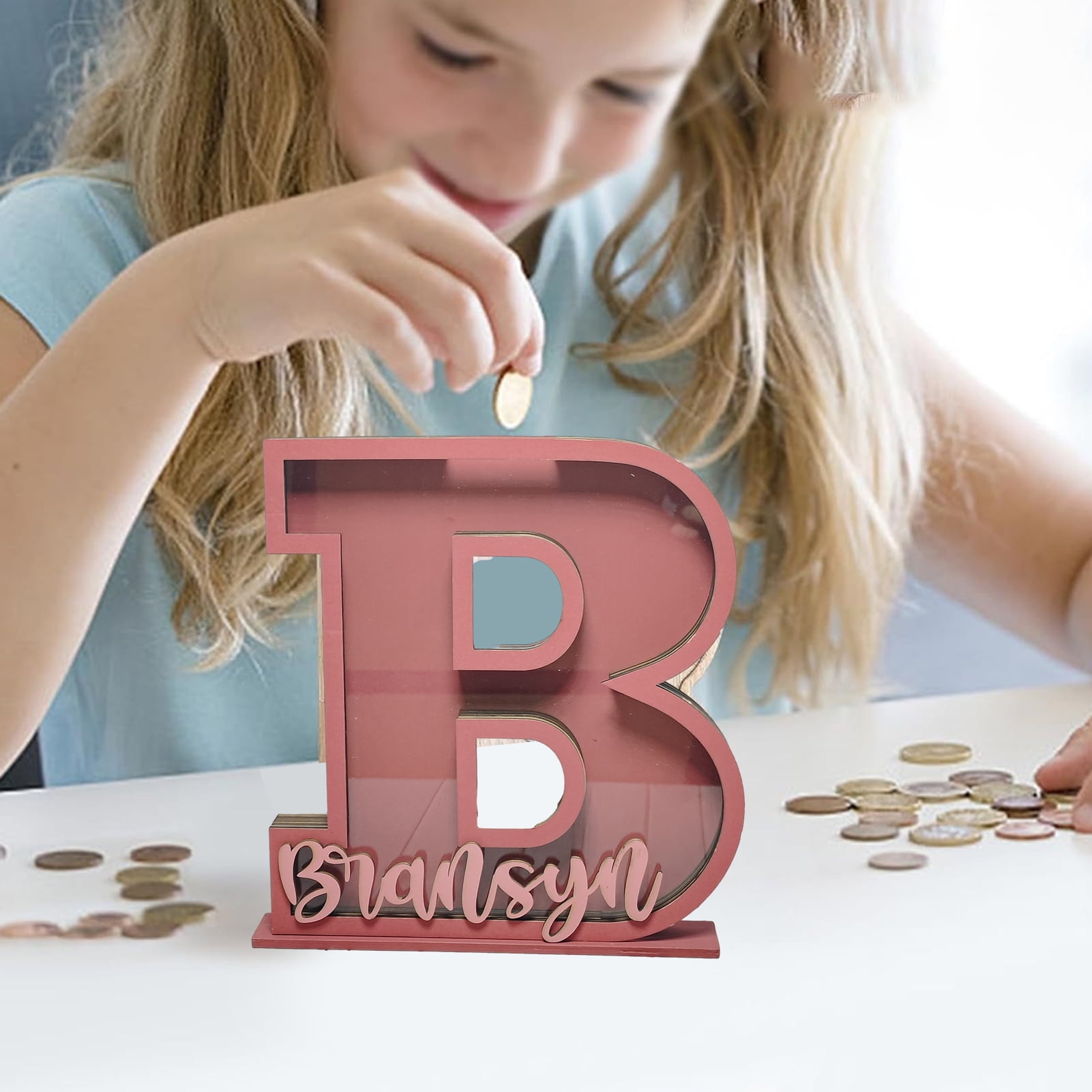 Sunjoy Tech Wooden Money Piggy Bank Personalized Educational Toy Eco ...