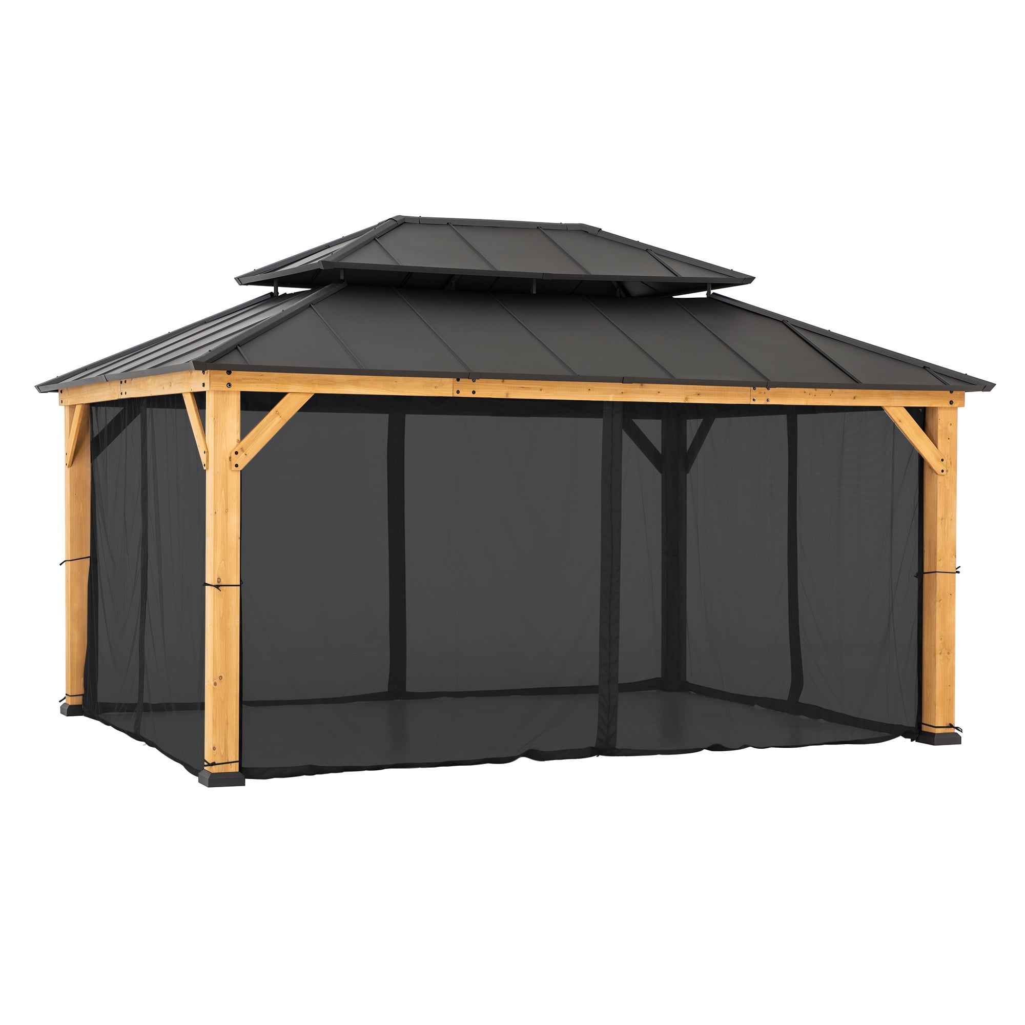 Sunjoy Outdoor Screened Enclosure with Universal Mosquito Netting Side ...