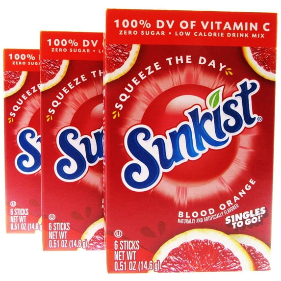Sunkist Blood Orange Packets Zero Sugar Free Drink Mix 3 Boxes ...