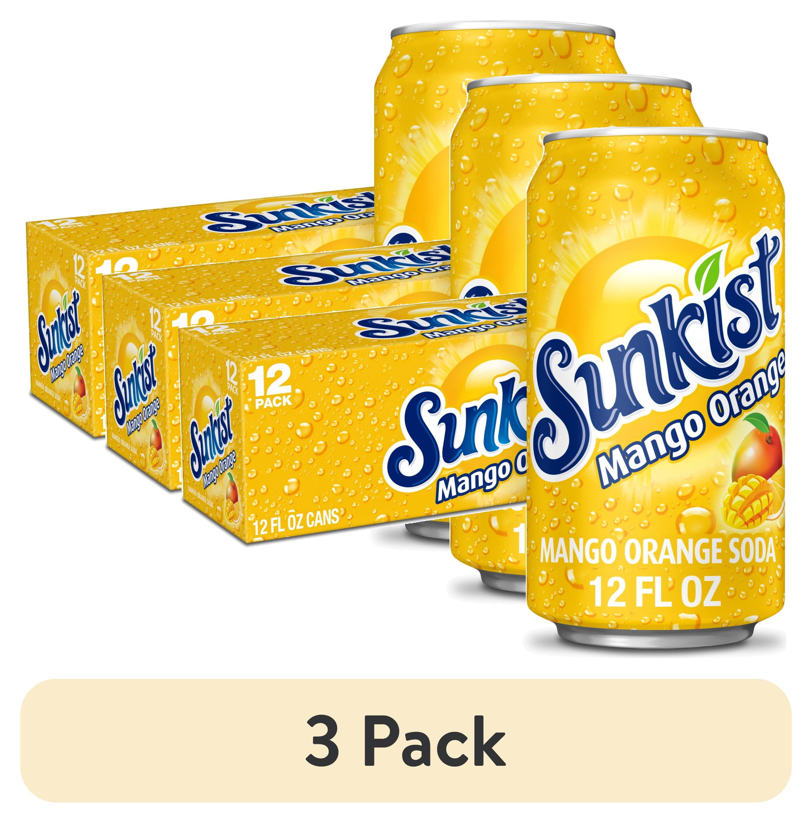 (3 pack) Sunkist Caffeine Free Mango Orange Soda Pop, 12 fl oz, 12 Pack ...