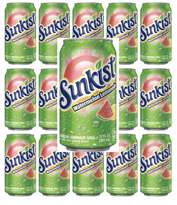 Sunkist Caffeine Free Watermelon Lemonade Soda Pop, 12 fl oz, (Pack of ...