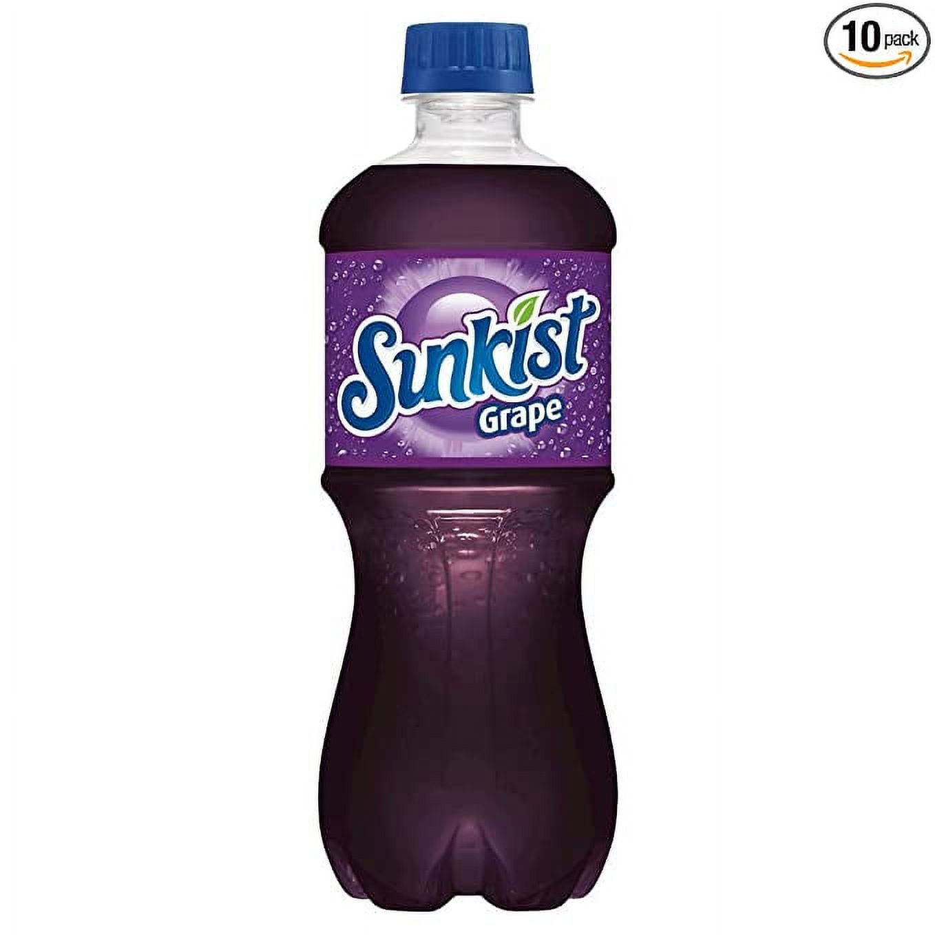 Sunkist Grape Soda, 20 oz Bottles, Pack of 10 (Total 200 FL OZ ...