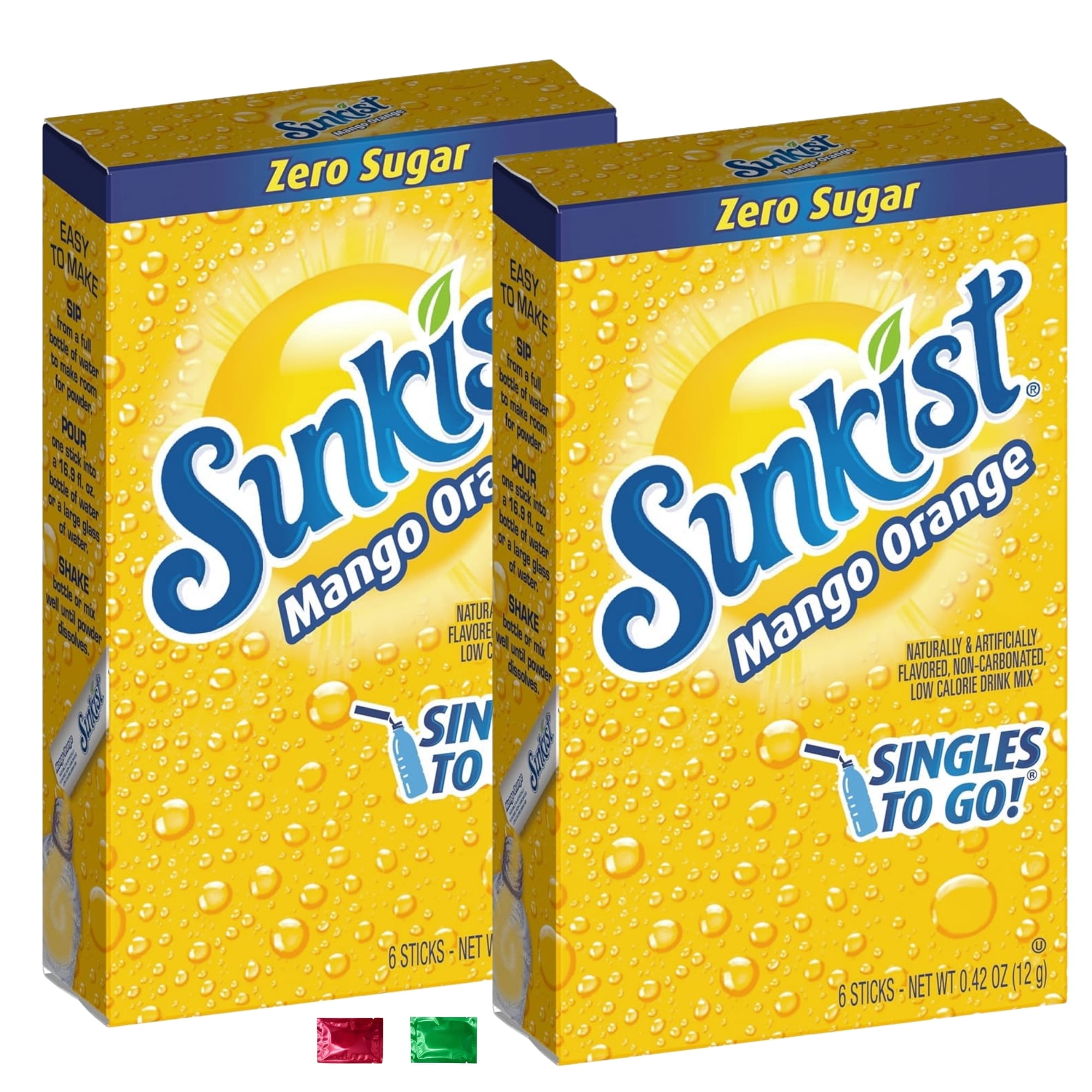 Sunkist Mango Orange Singles Drink Mix 2 Boxes 12 Servings Total, Sugar ...