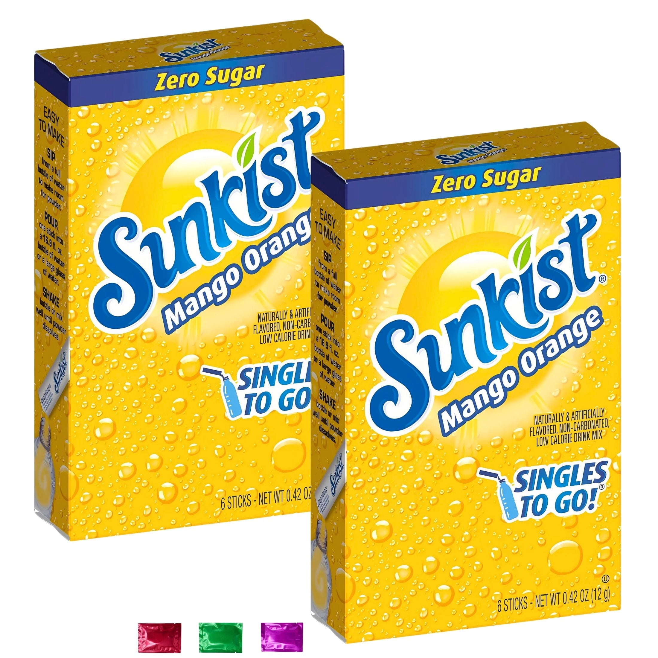 Sunkist Mango Orange Zero Sugar Drink Mix Singles 12 Servings Total 2 ...
