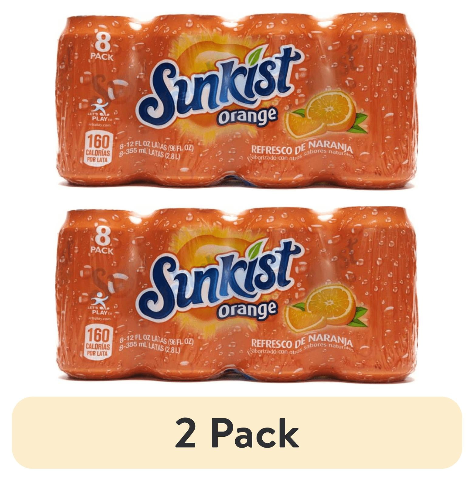 (2 pack) Sunkist Orange, 8 Pack Cans, 12 fl oz, Soft Drink, Allergens ...