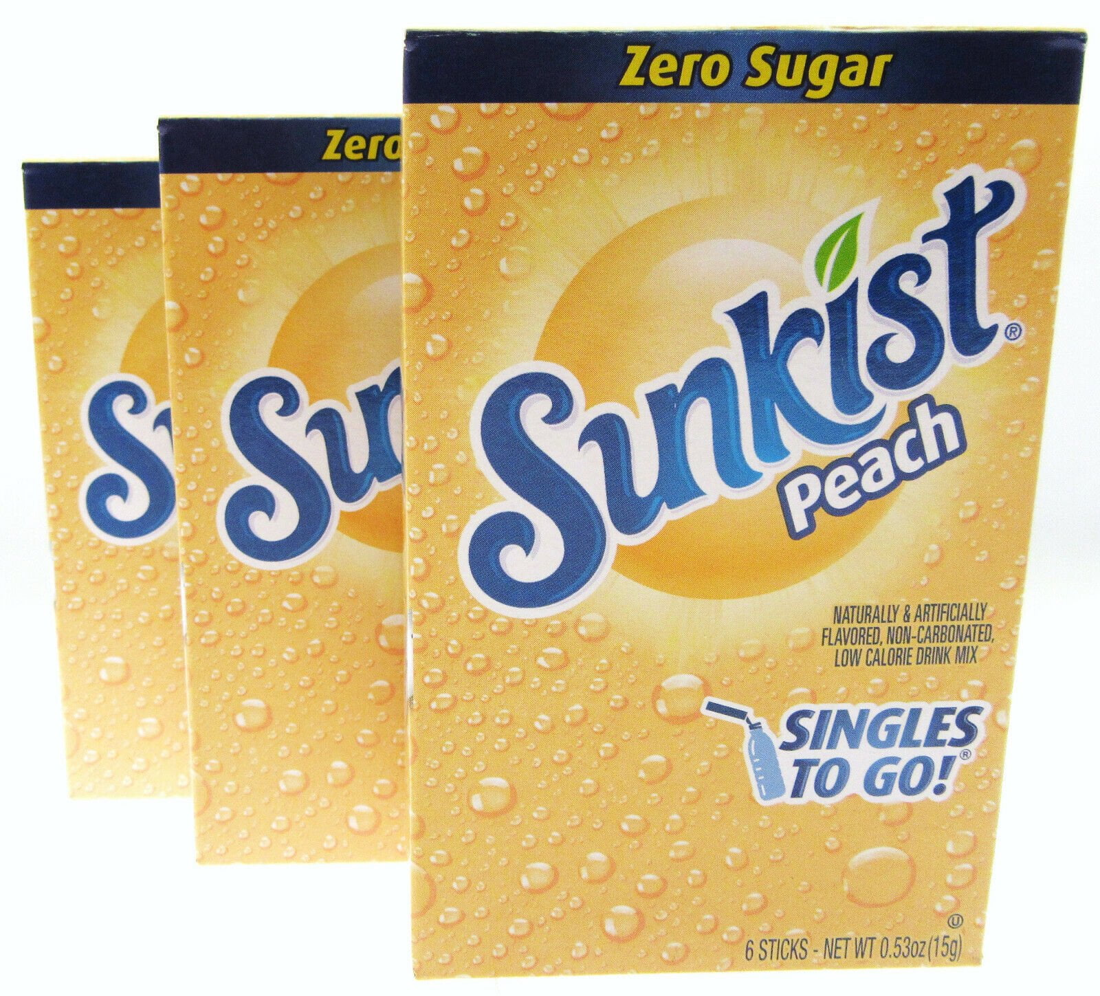Sunkist Zero Sugar Free Singles To Go Drink Mix, Peach Flavor, 3 Boxes ...