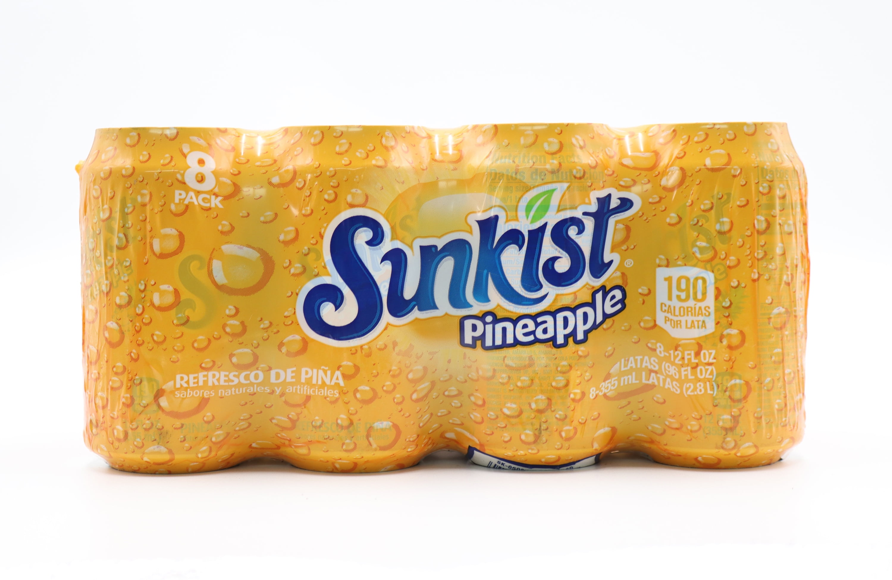 Sunkist, Pineapple, Soda Pop, 8 Pack, 12 fl oz,, Soft Drink, Allergens ...