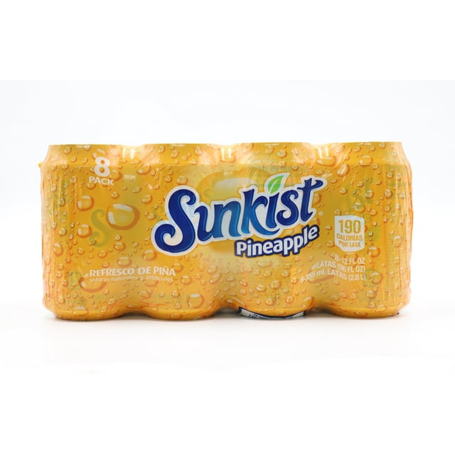 Sunkist, Pineapple, Soda Pop, 8 Pack, 12 fl oz,, Soft Drink, Allergens ...