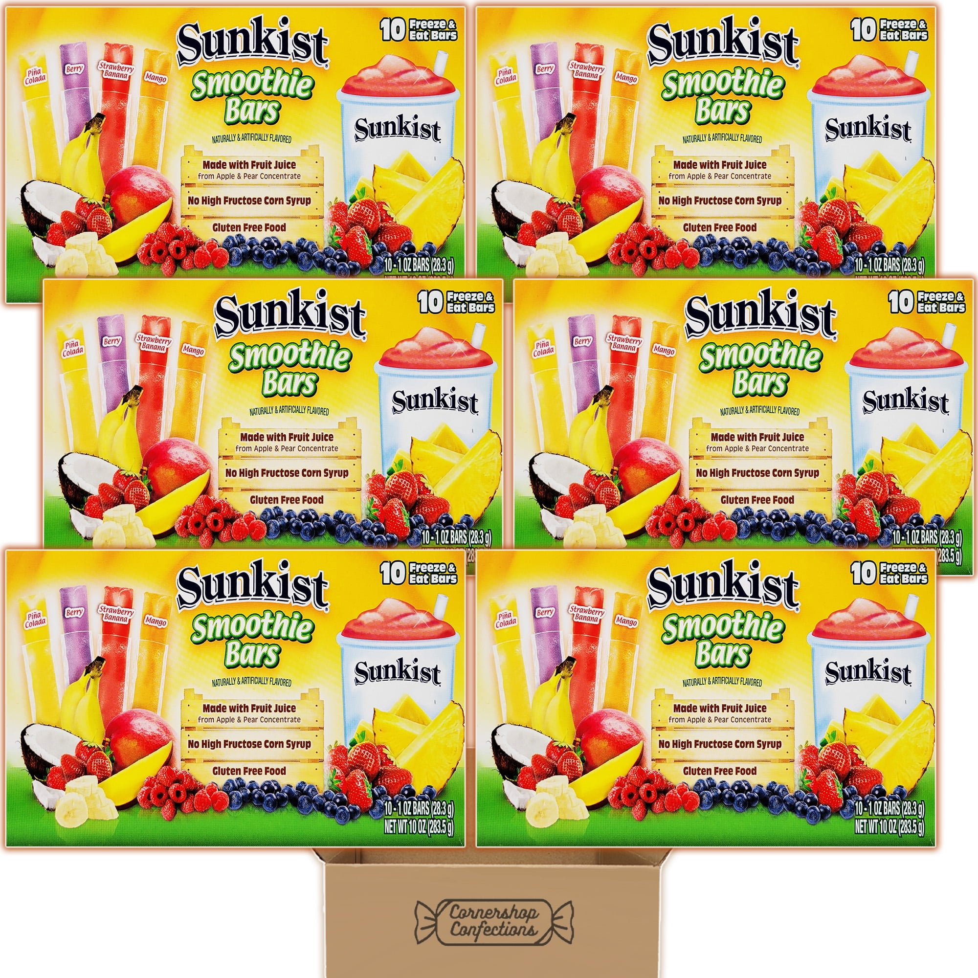 Sunkist Smoothie Freezer Pops, 60 Count, Pina Colada, Berry, Strawberry ...