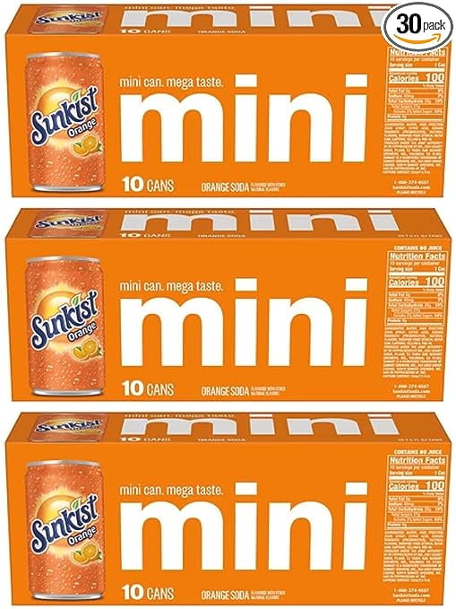 Sunkist Soda Bundled by Louisiana Pantry (Original, 7.5 oz Mini 30 Pack) - Walmart.com