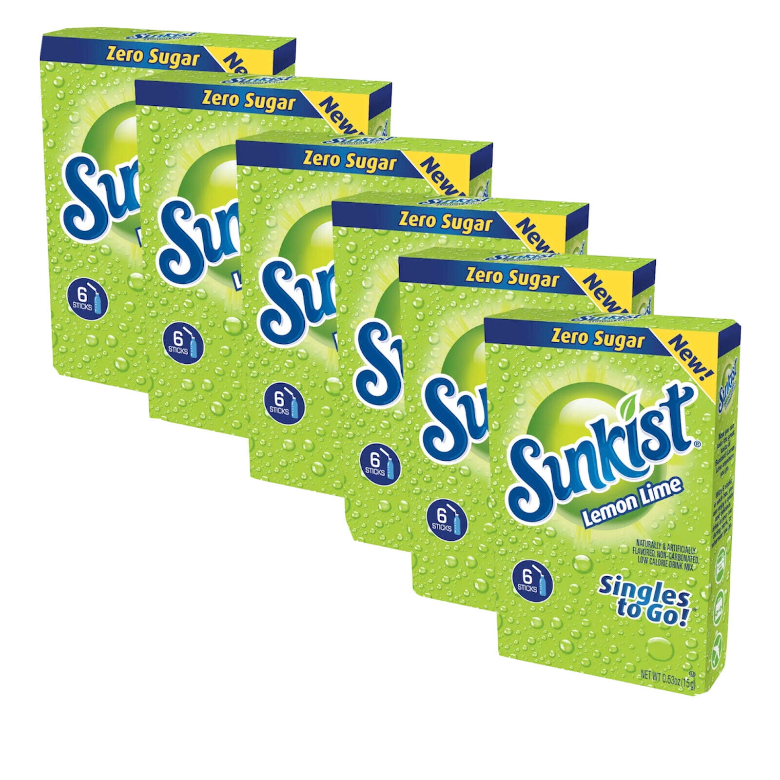 Sunkist Lemon Lime Singles To Go, 0.53 oz, 6 Pack, Drink Mix - Walmart.com